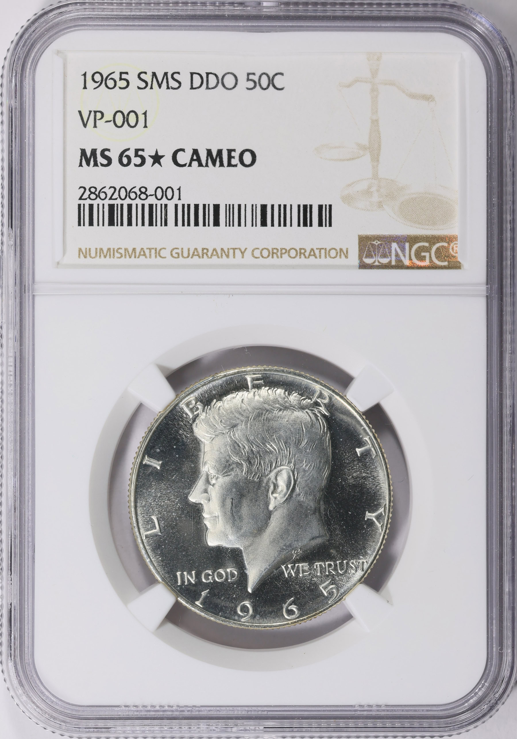 1965 Kennedy Half Dollar SMS DDO VP-001 NGC MS-65 ★ CAMEO (Item 1645002) | GreatCollections Coin ...