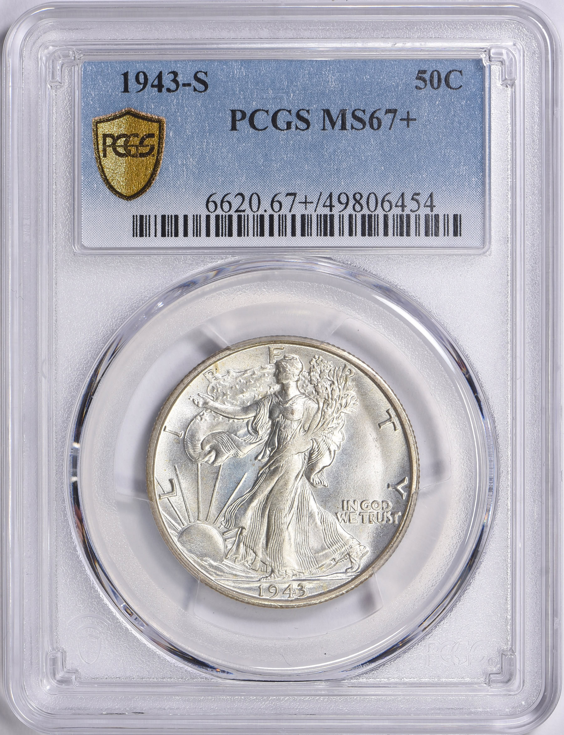 1943-S Walking Liberty Half Dollar PCGS MS-67+ (Item 1645047) | GreatCollections Coin Auctions