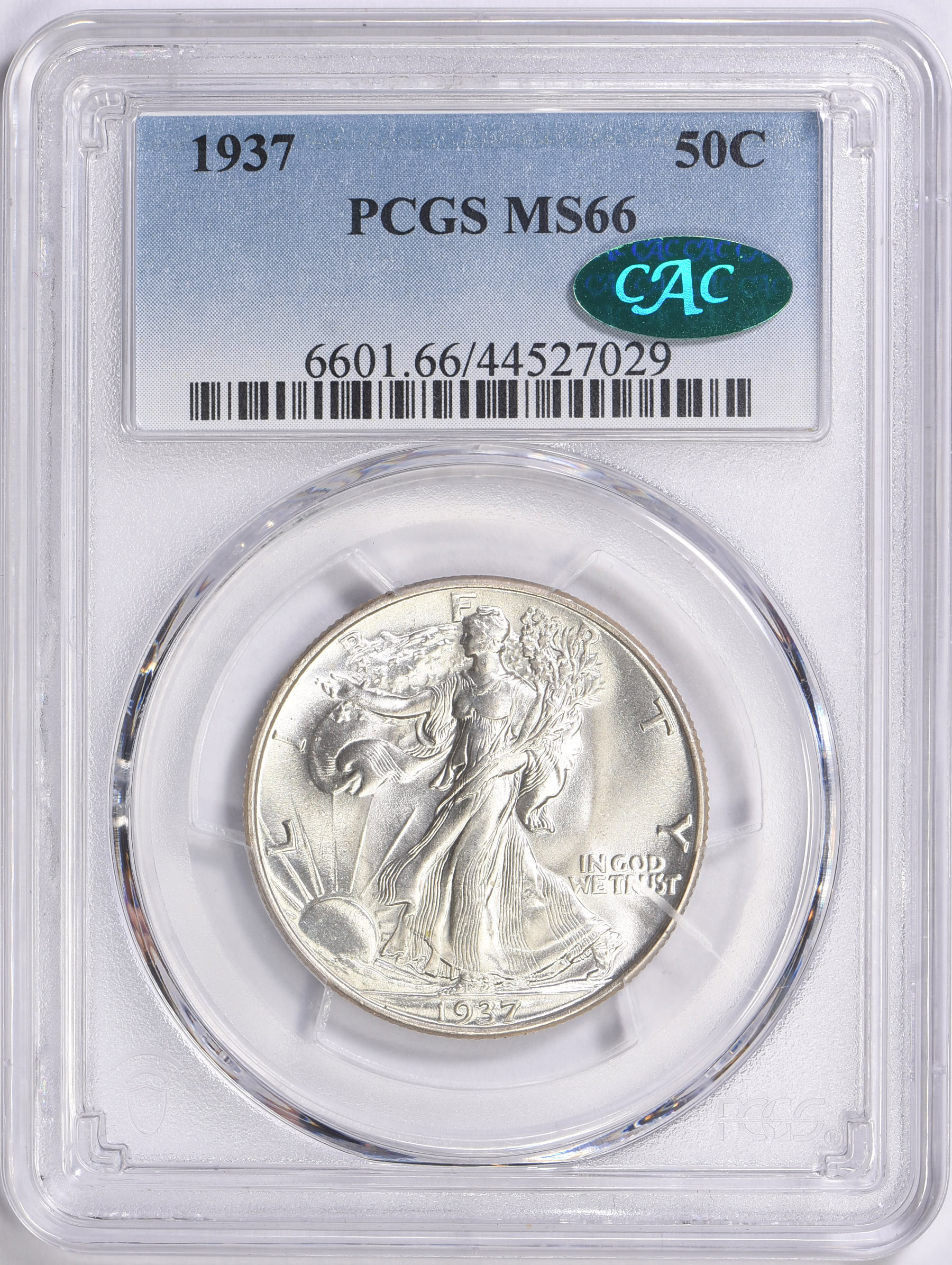 1937 Walking Liberty Half Dollar PCGS MS-66 (CAC Green) (Item 1645522) | GreatCollections Coin ...