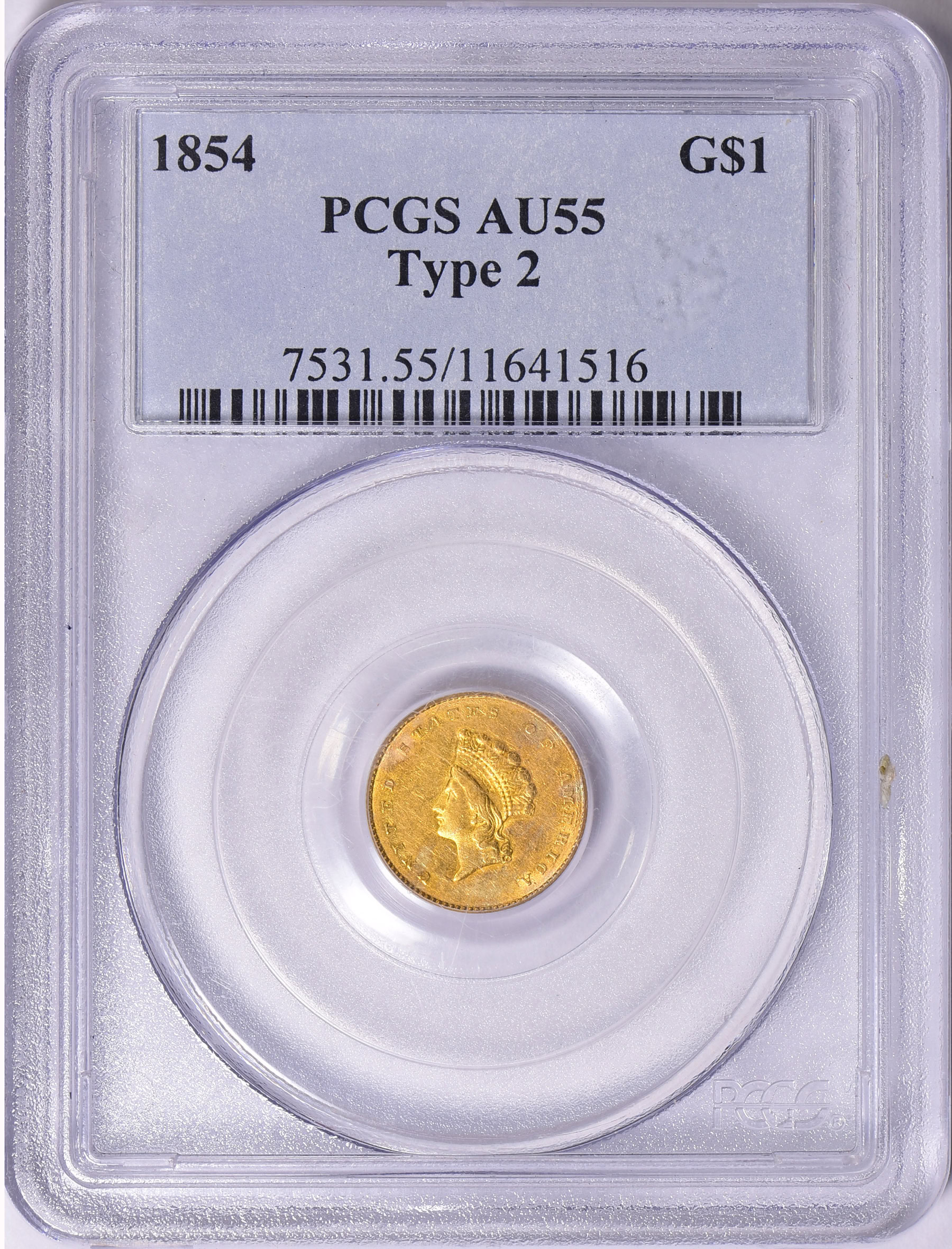 1854 Indian Princess Gold Dollar Type 2 PCGS AU-55 (Item 1646015) | GreatCollections Coin Auctions