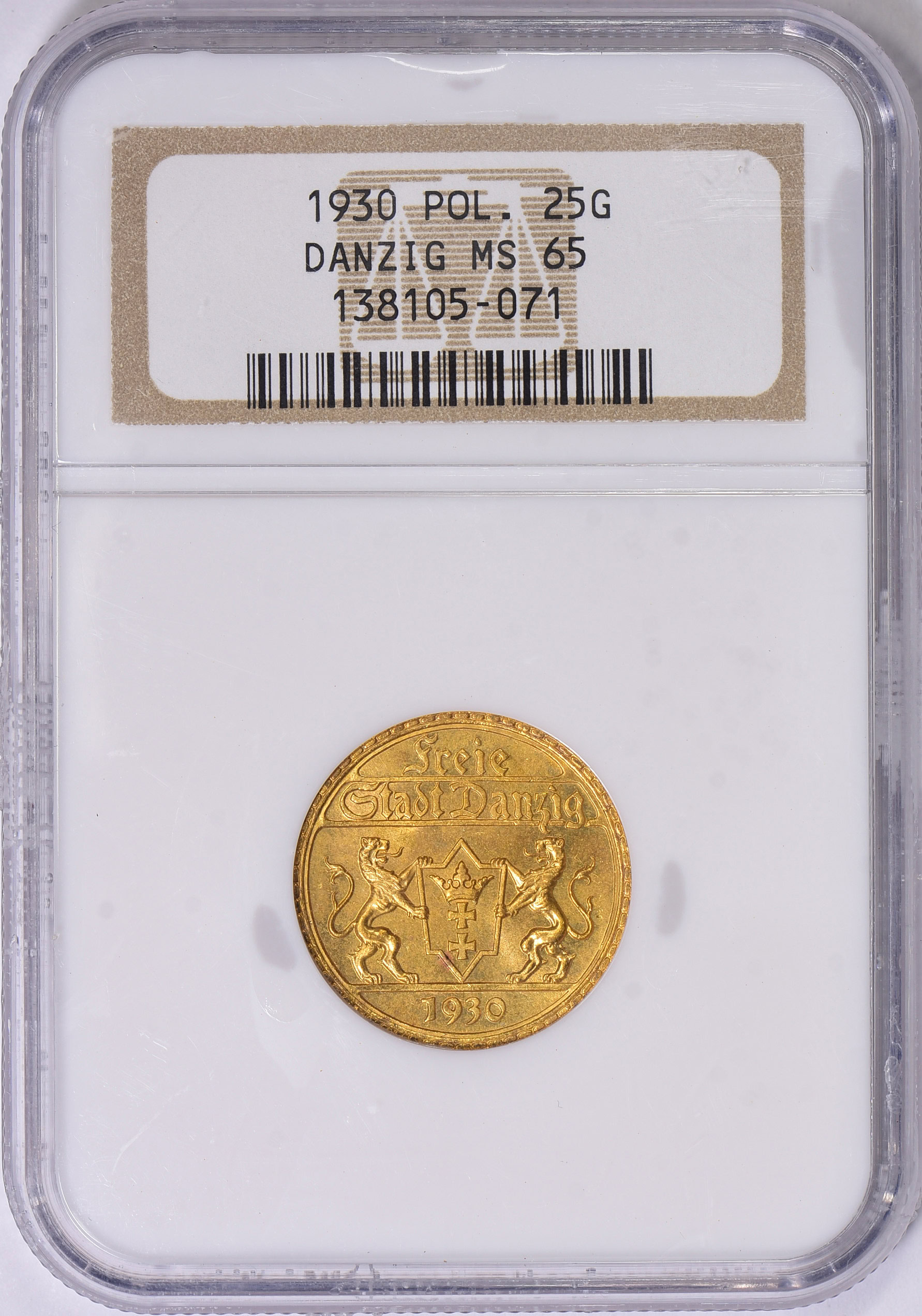 Danzig 1930 Gold 25 Gulden KM-150 NGC MS-65 (AGW = 0.2355 oz.) | NGC ...