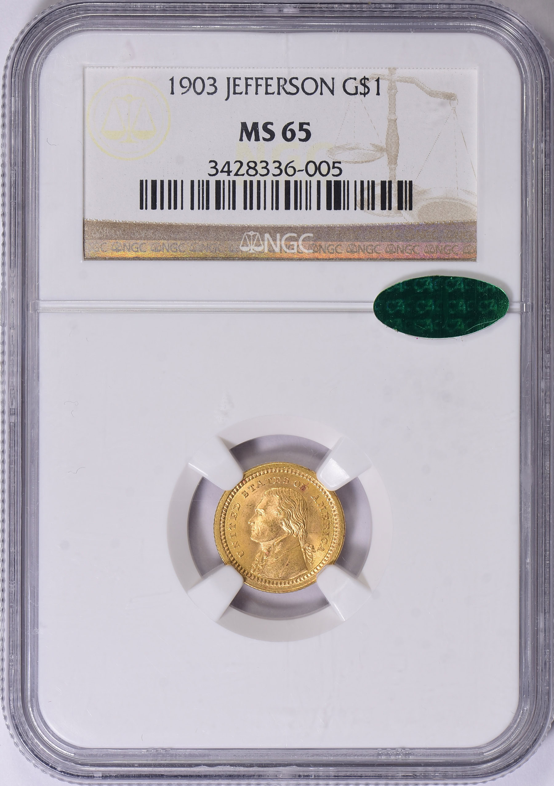 1903 Louisiana Purchase Exposition, Jefferson Gold Dollar NGC MS-65 ...
