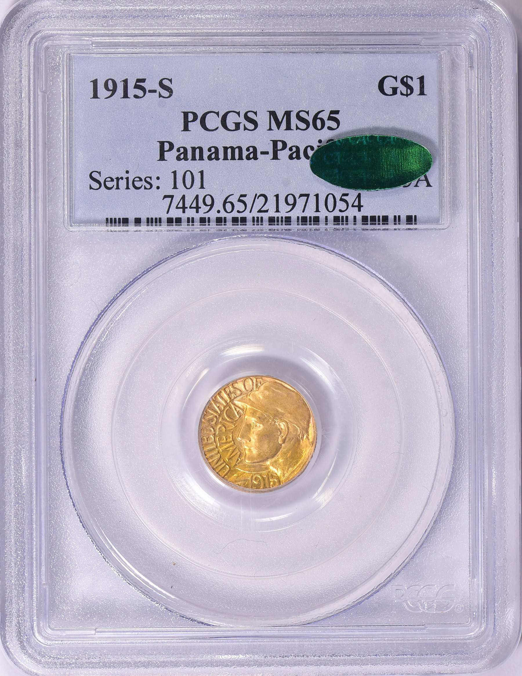 1915-S Panama-Pacific Exposition Gold Dollar PCGS MS-65 (CAC Green) (Item 1646184 ...