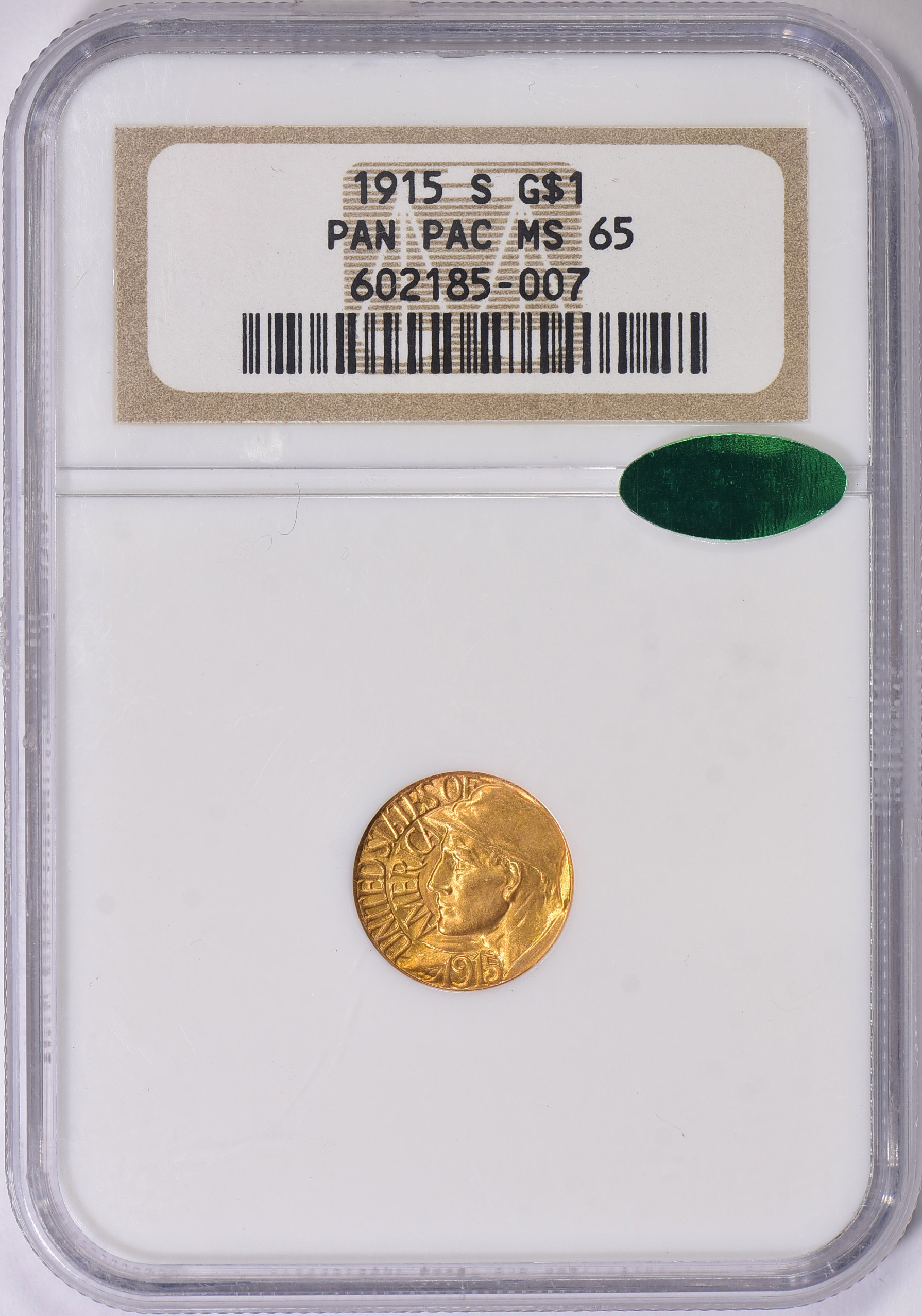 1915-S Panama-Pacific Exposition Gold Dollar NGC MS-65 (CAC Green) (Item 1646190 ...