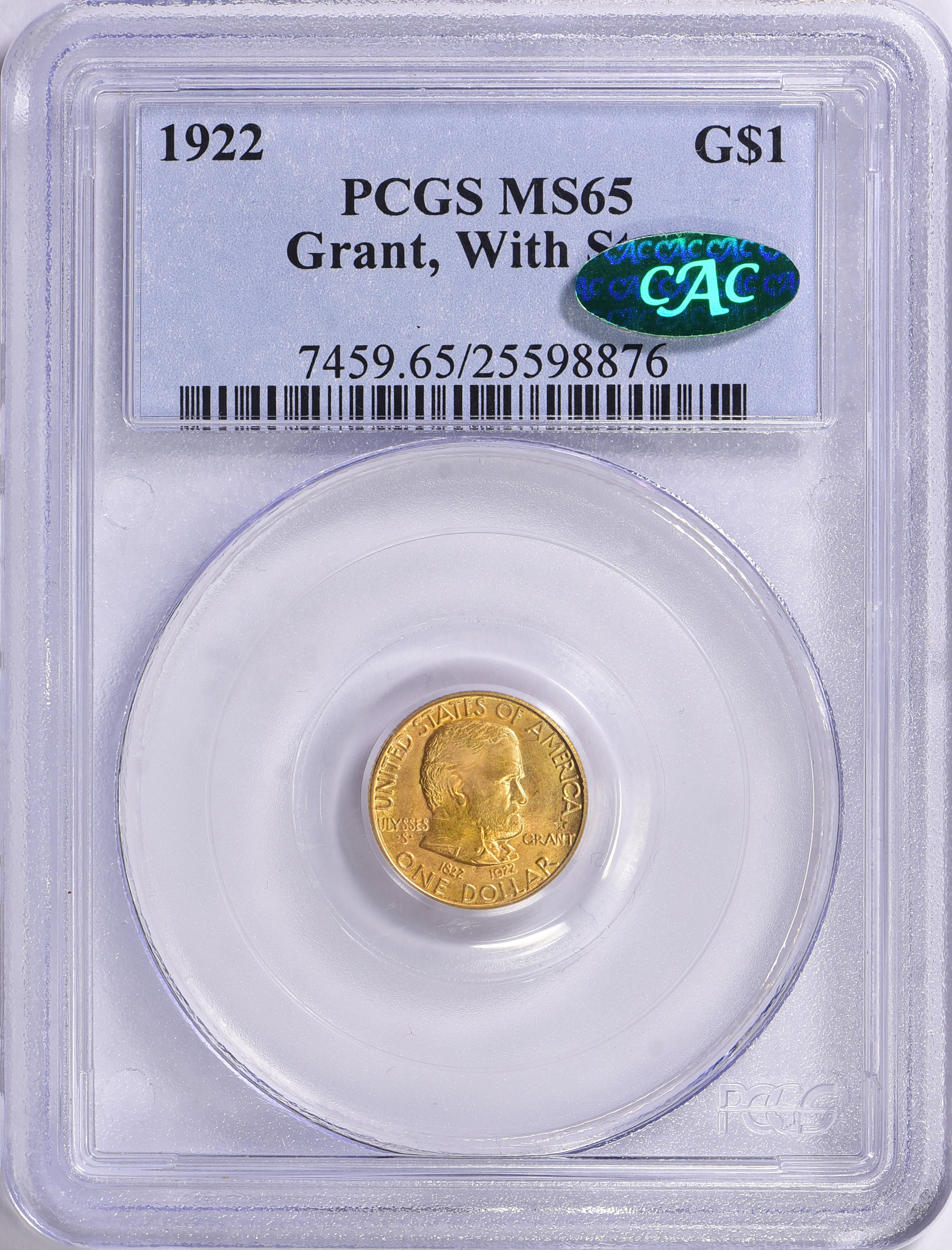 1922 Grant Gold Dollar Star PCGS MS-65 (CAC Green) (Item 1646192 ...