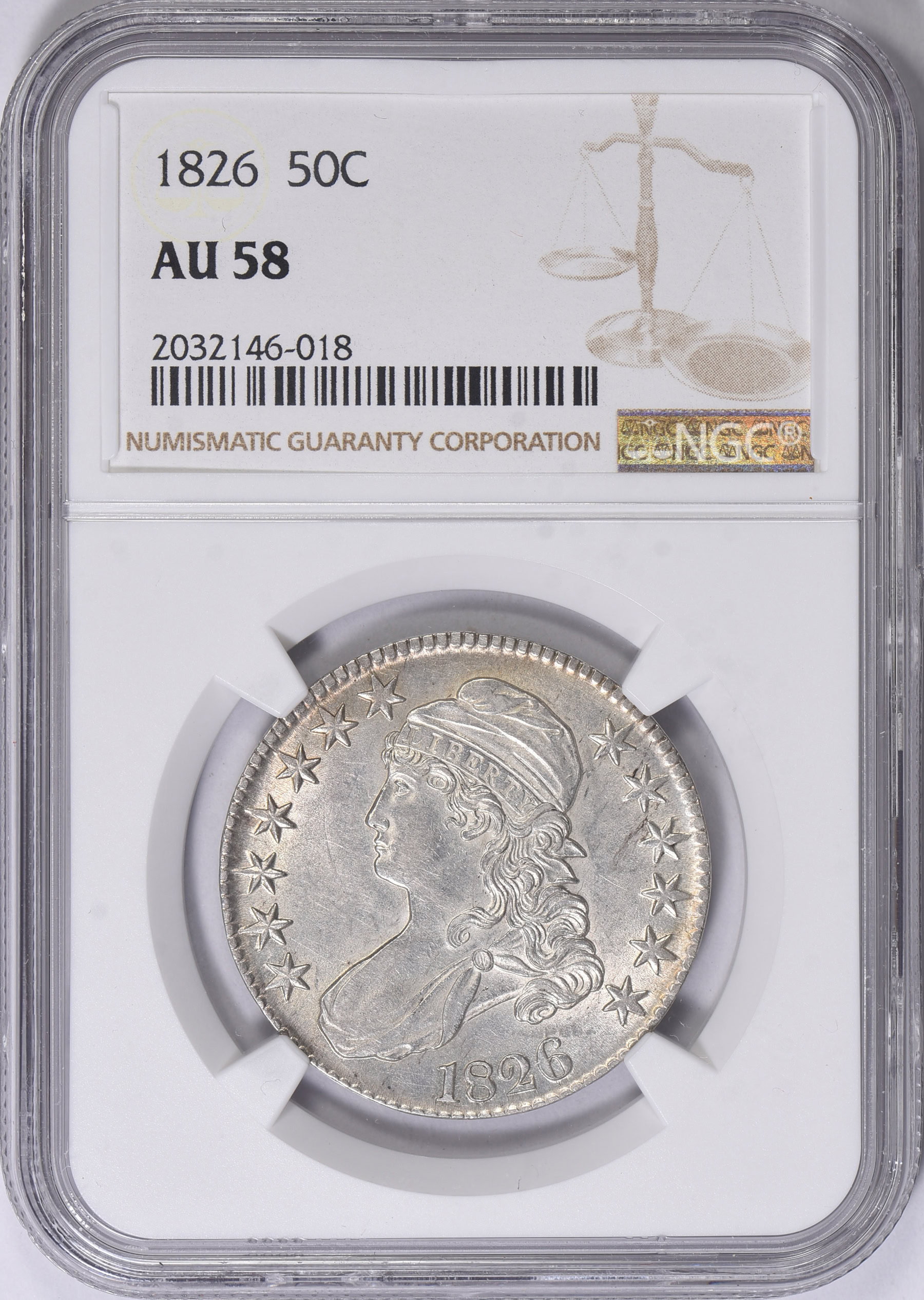 1826 Capped Bust Half Dollar NGC AU-58 (Item 1646254) | GreatCollections Coin Auctions