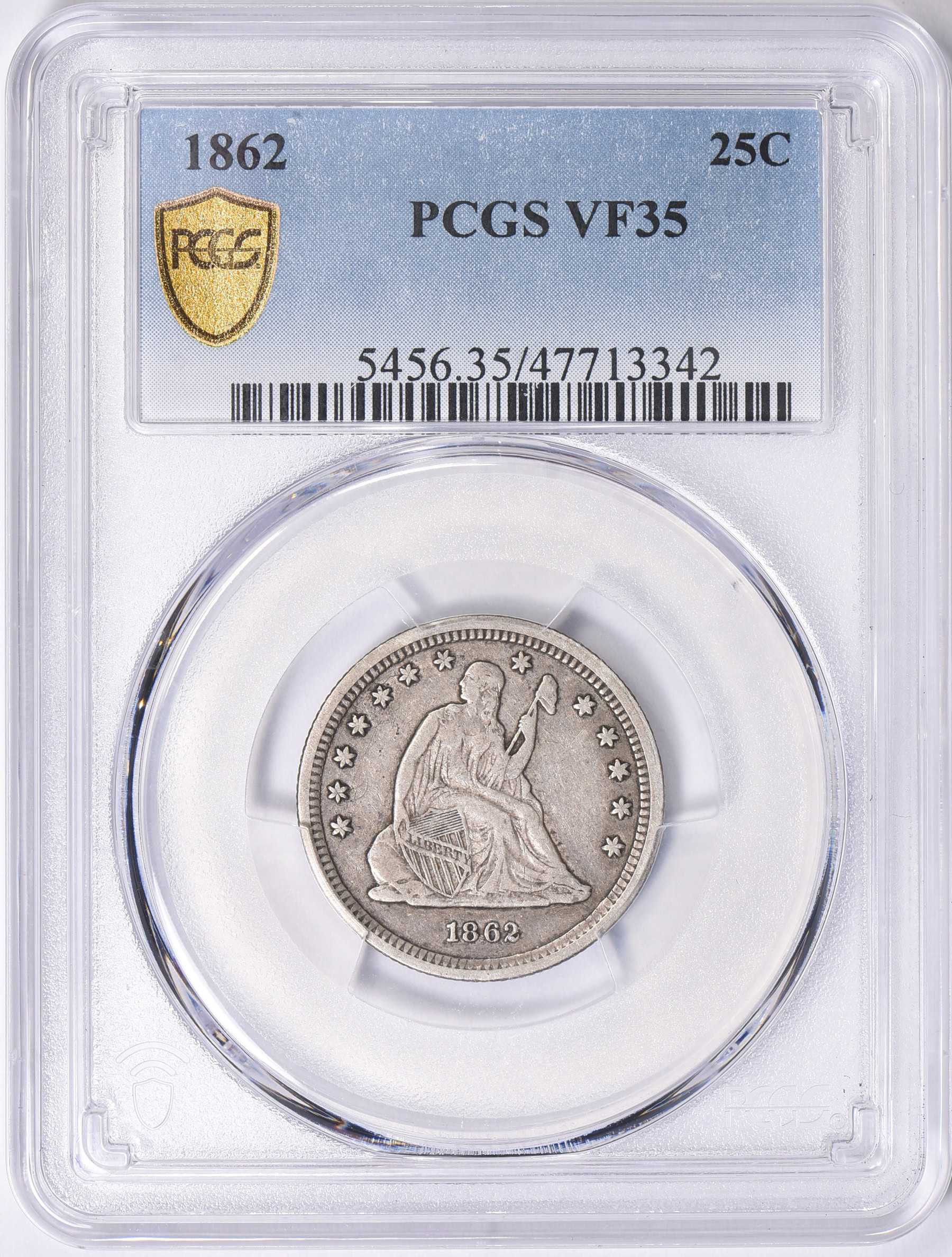 1862 Seated Liberty Quarter PCGS VF-35 (Item 1646367) | GreatCollections Coin Auctions