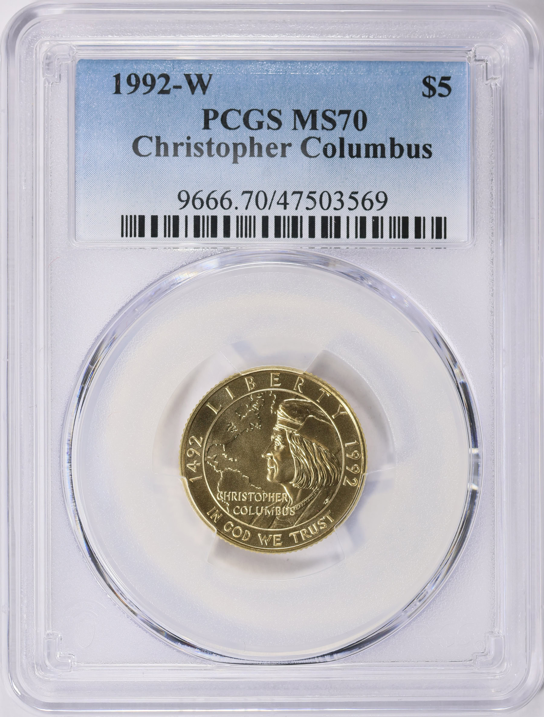 1992-W Christopher Columbus Quincentenary Gold $5 PCGS MS-70 (Item ...
