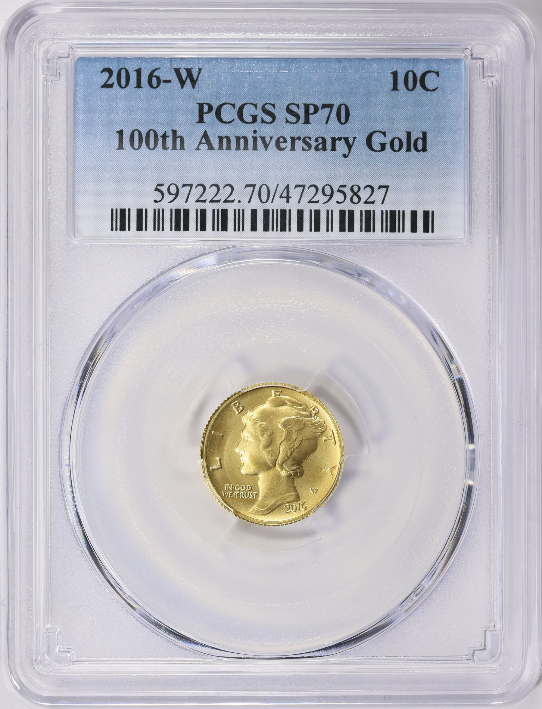 2016-W Gold Mercury Dime 100th Anniversary. PCGS SP-70 (Item 1646571 ...