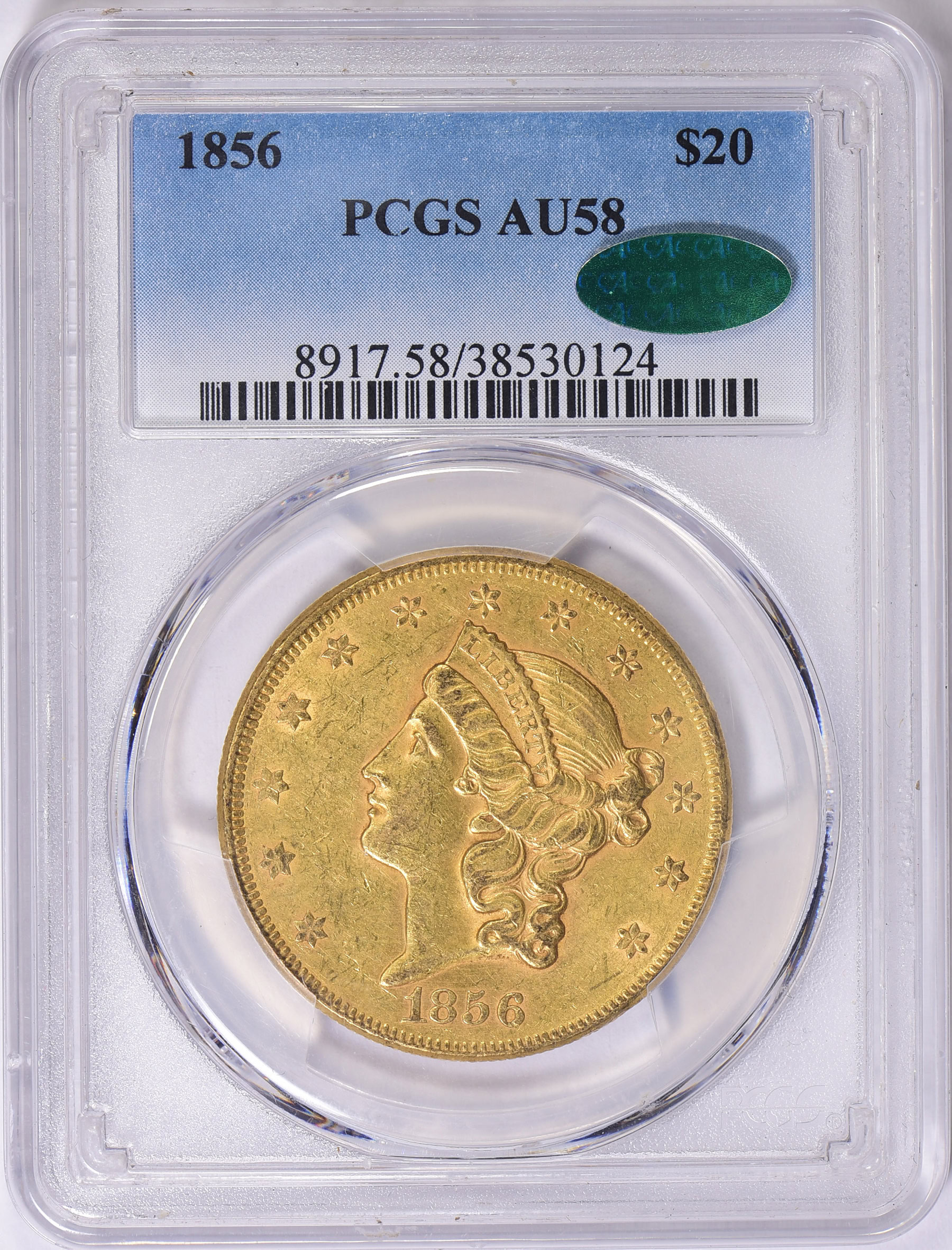 1856 Liberty Gold Double Eagle PCGS AU-58 (CAC Green) (Item 1646735) | GreatCollections Coin ...