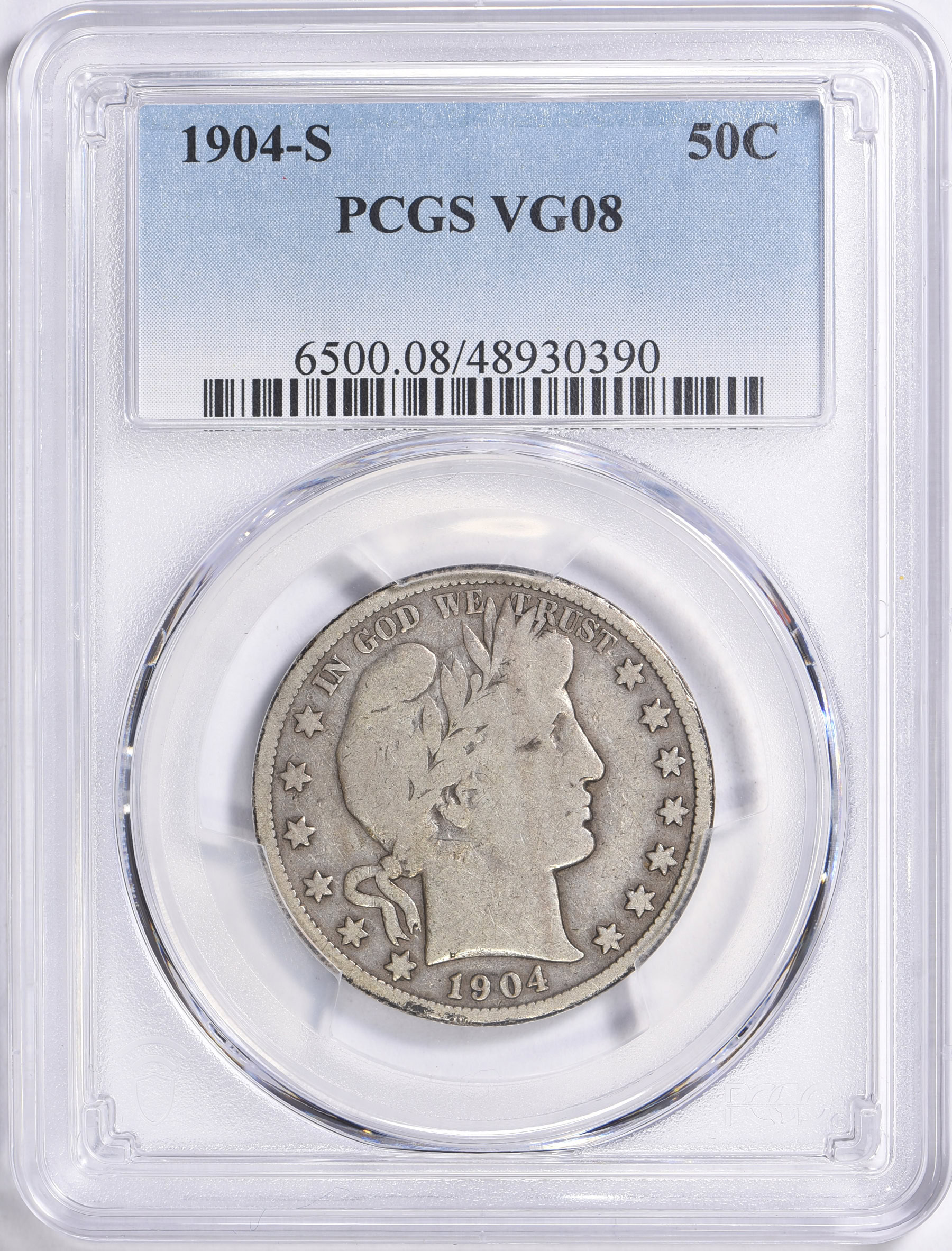 1904-S Barber Half Dollar PCGS VG-08 (Item 1646901) | GreatCollections Coin Auctions