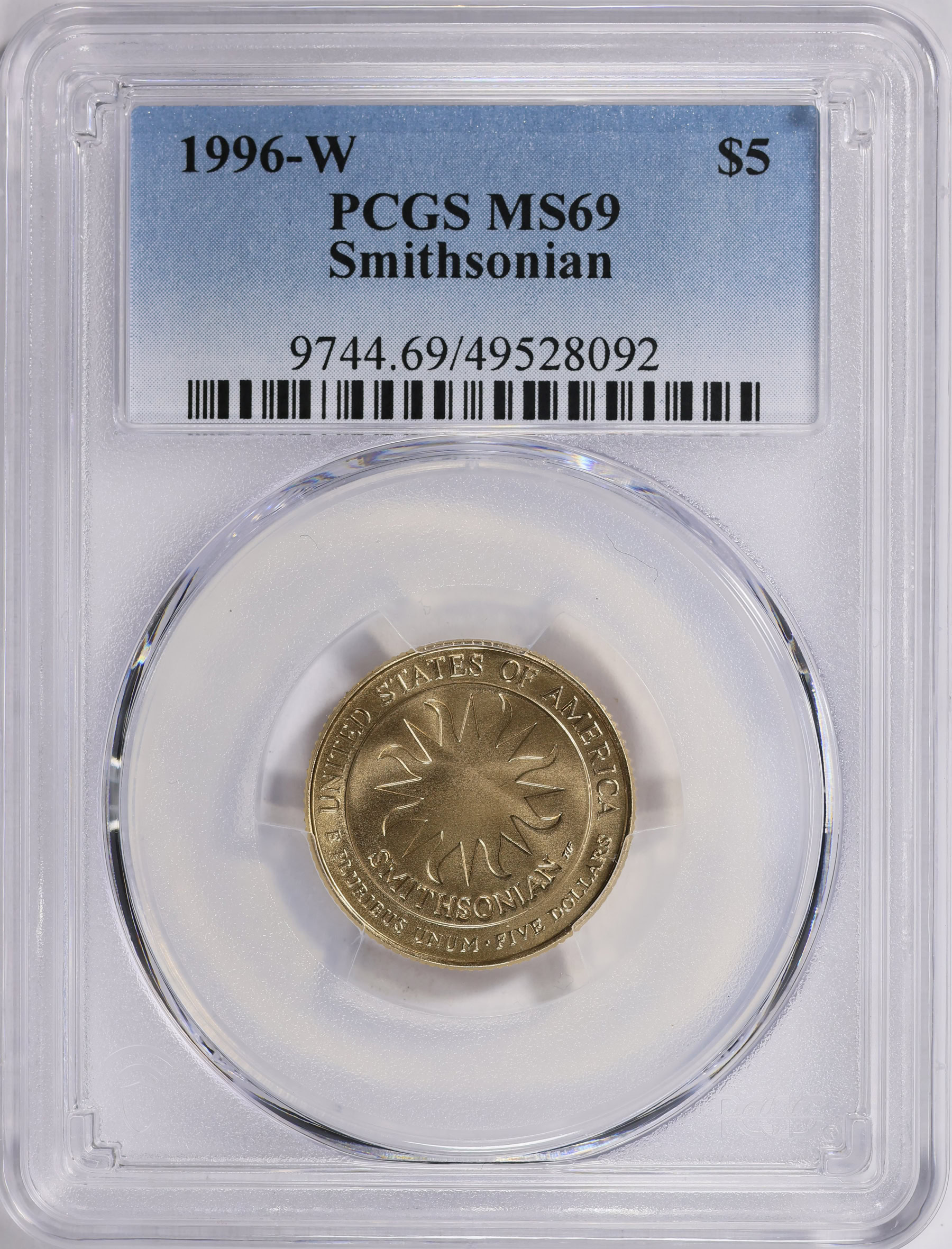 1996-W Smithsonian Institution 150th Anniversary Gold $5 PCGS MS-69 ...