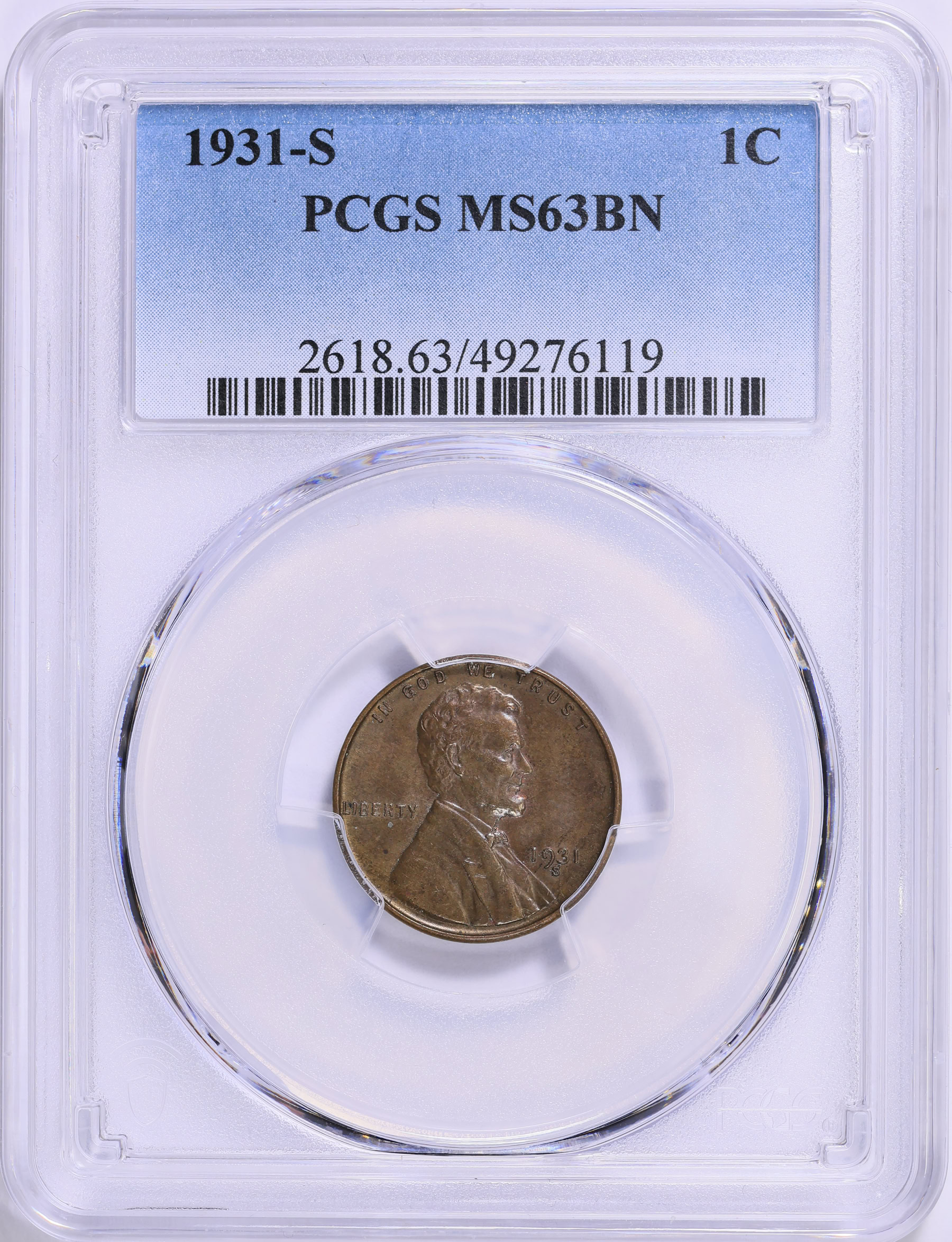 1931-S Lincoln Cent PCGS MS-63 BN (Item 1647053) | GreatCollections Coin Auctions