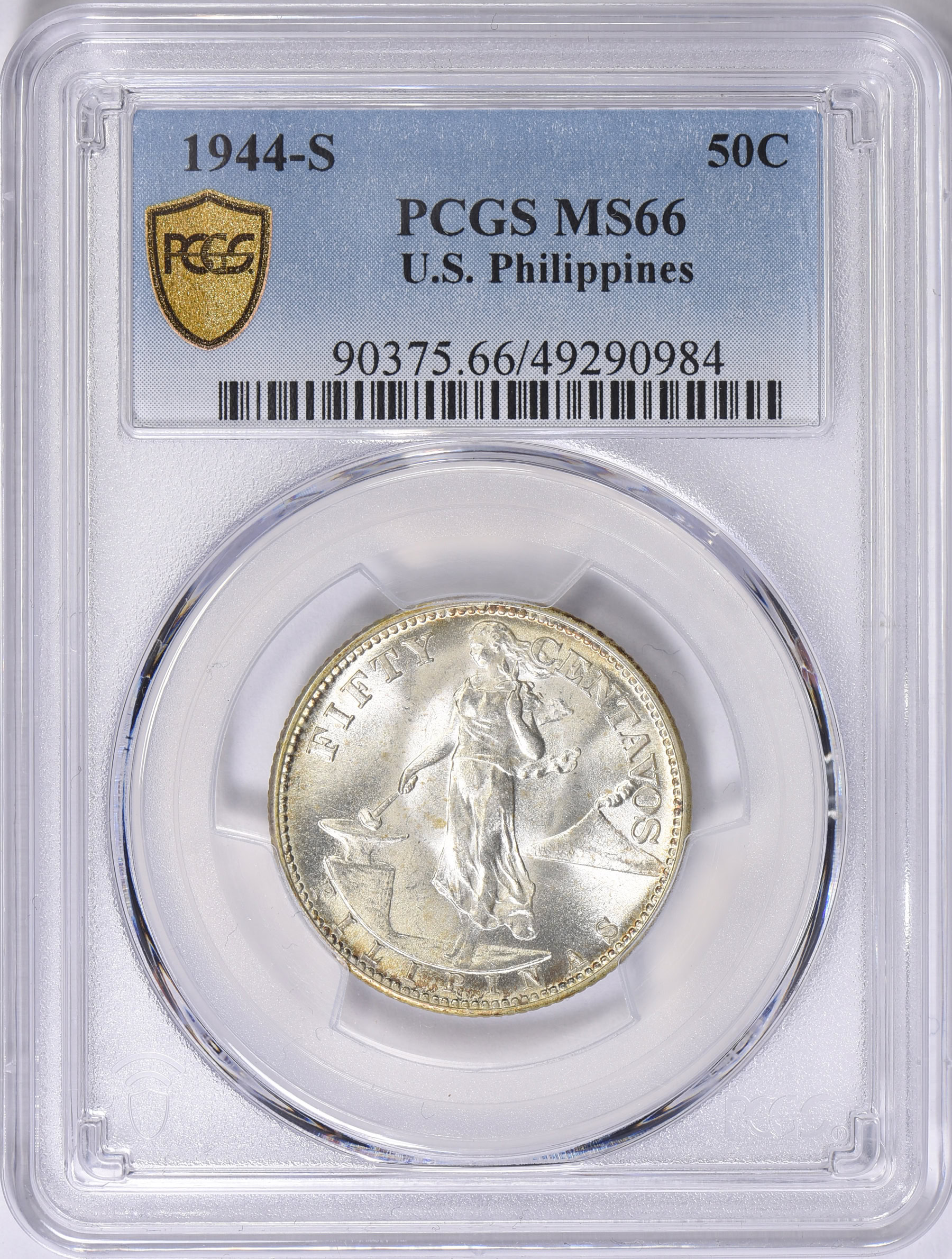1944-S U.S. Philippines Fifty Centavos PCGS MS-66 (Item 1647087) | GreatCollections Coin Auctions