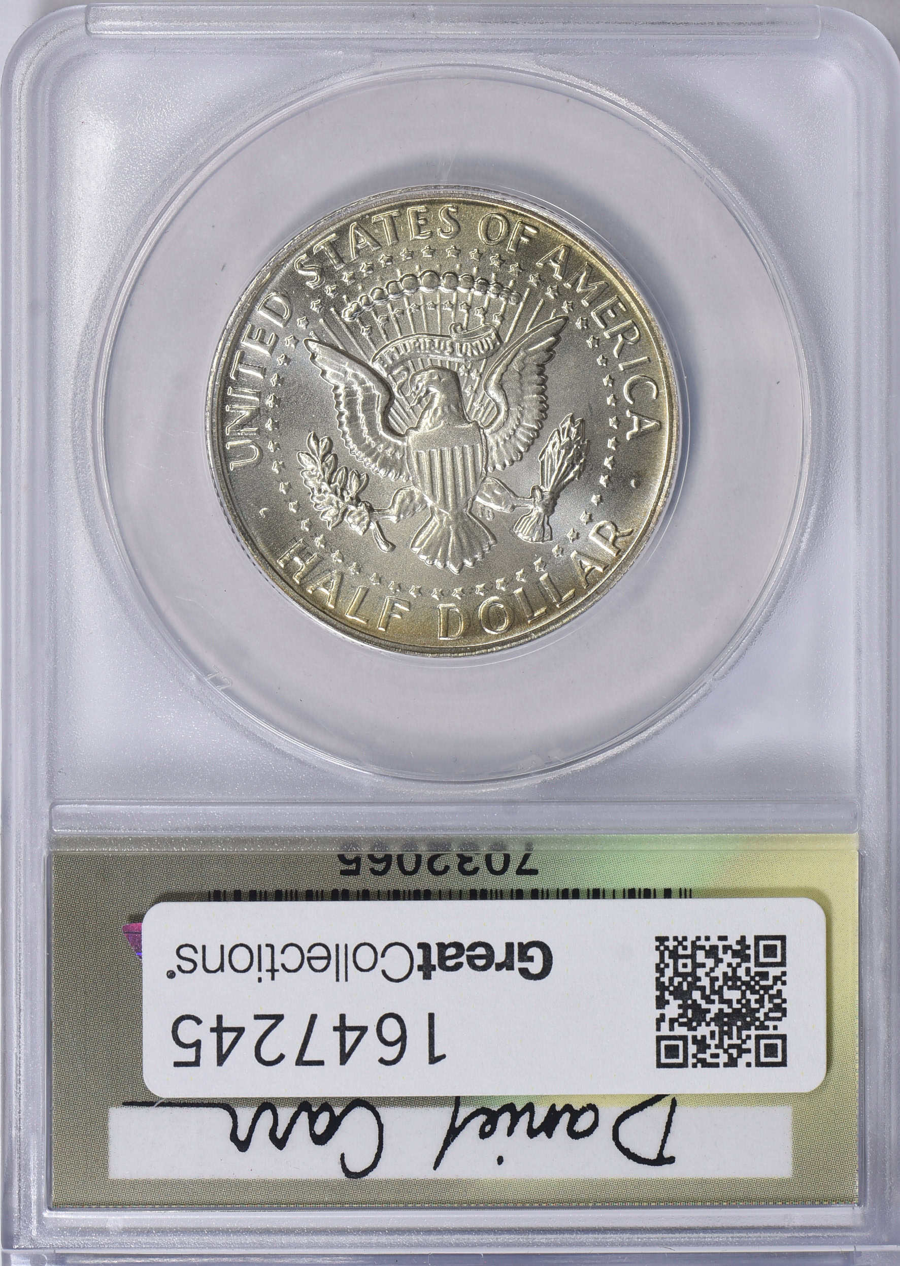 1963 Silver Kennedy Half Dollar Daniel Carr Token Overstruck on 1964 ...