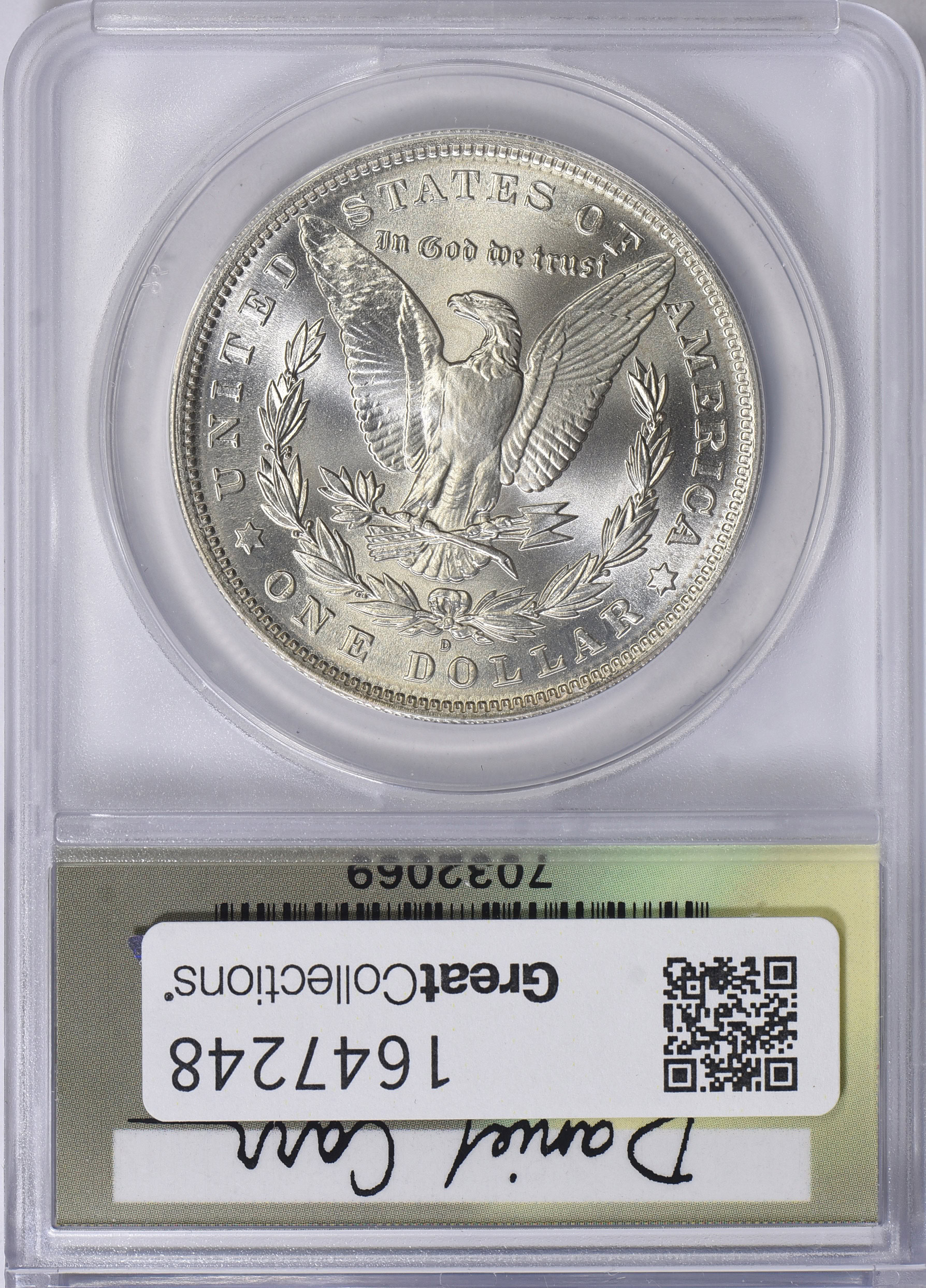 1964-D Silver Morgan Dollar Daniel Carr Token Overstruck on 1878-1921 ...