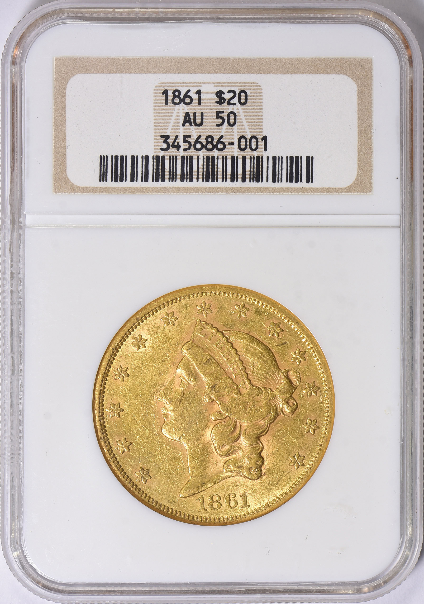 1861 Liberty Gold Double Eagle NGC AU-50 (Item 1647376) | GreatCollections Coin Auctions