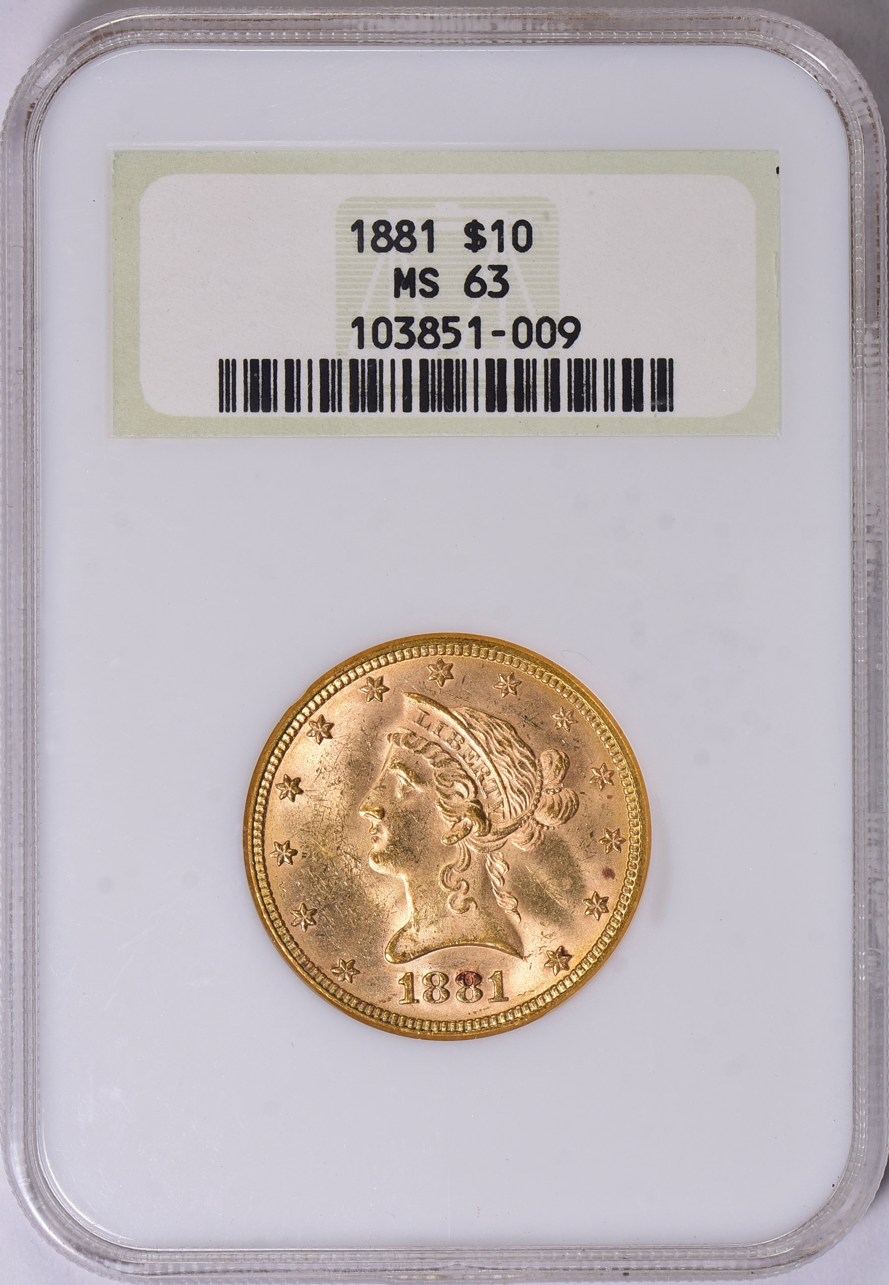 1881 Liberty Gold Eagle NGC MS-63 OH (Item 1647387) | GreatCollections Coin Auctions