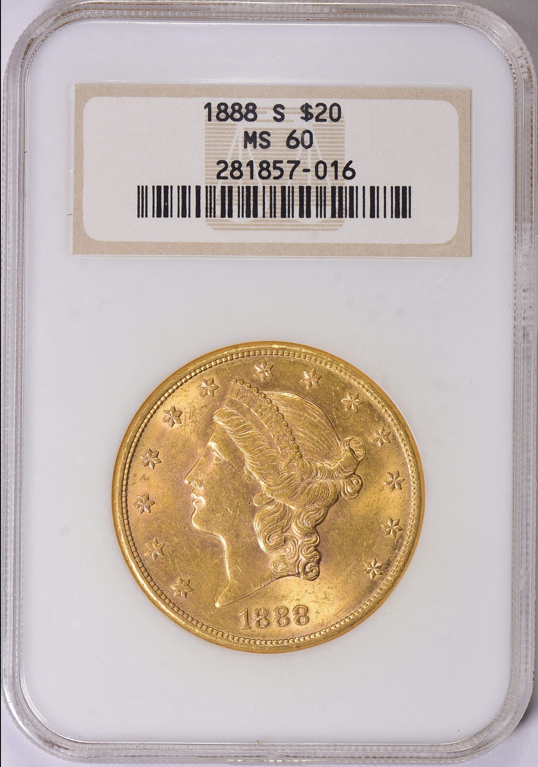 1888-S Liberty Gold Double Eagle NGC MS-60 OH (Item 1647393) | GreatCollections Coin Auctions