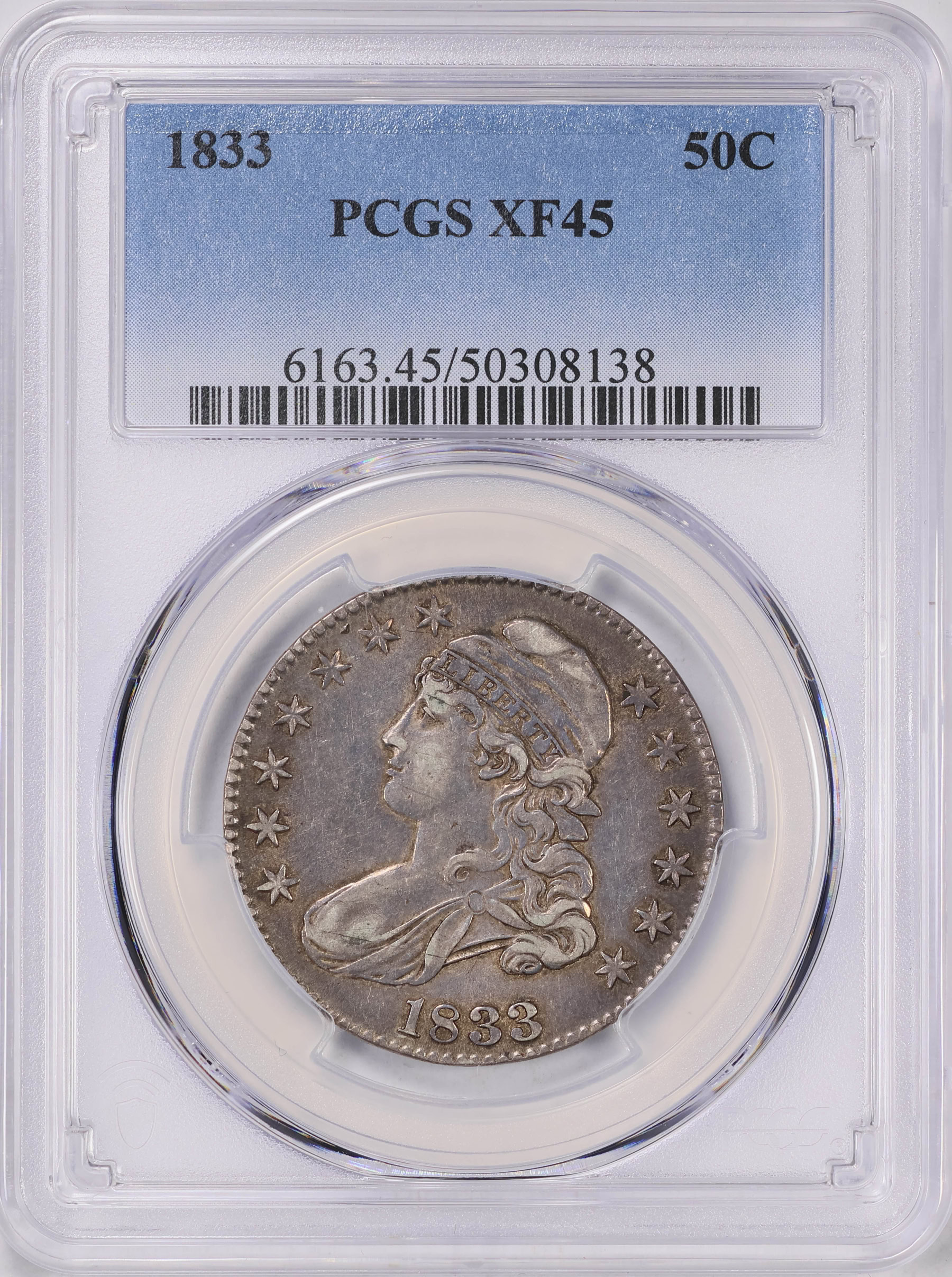 1833 Capped Bust Half Dollar PCGS XF-45 (Toned) (Item 1647422) | GreatCollections Coin Auctions