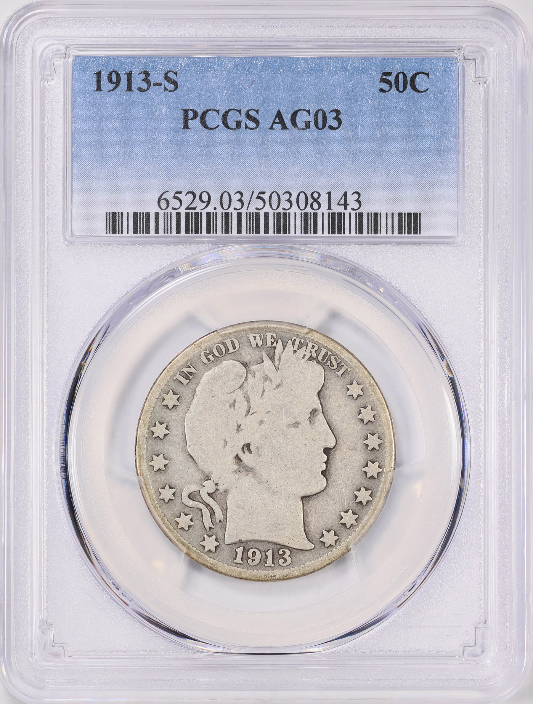 1913-S Barber Half Dollar PCGS AG-03 (Item 1647427) | GreatCollections Coin Auctions