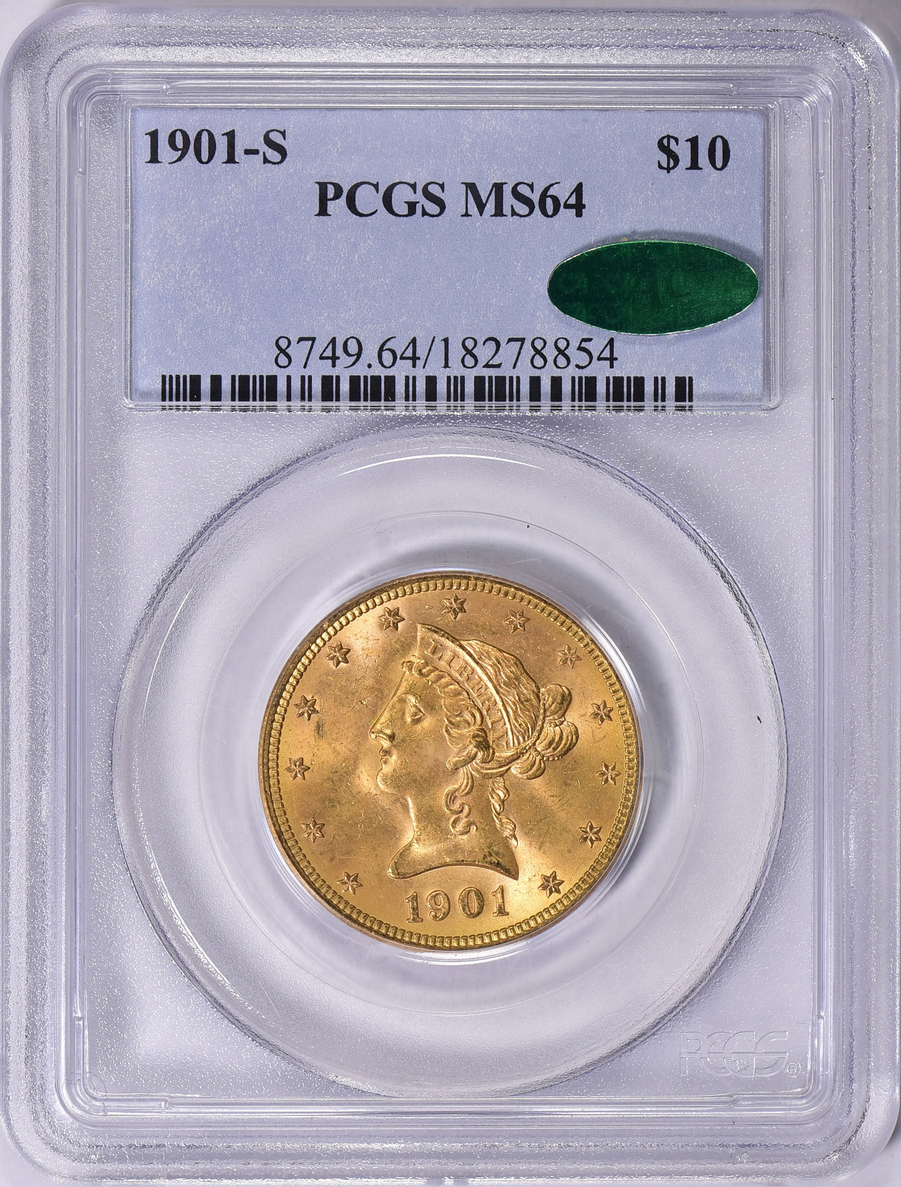 1901-S Liberty Gold Eagle PCGS MS-64 (CAC Green) (Item 1647490) | GreatCollections Coin Auctions