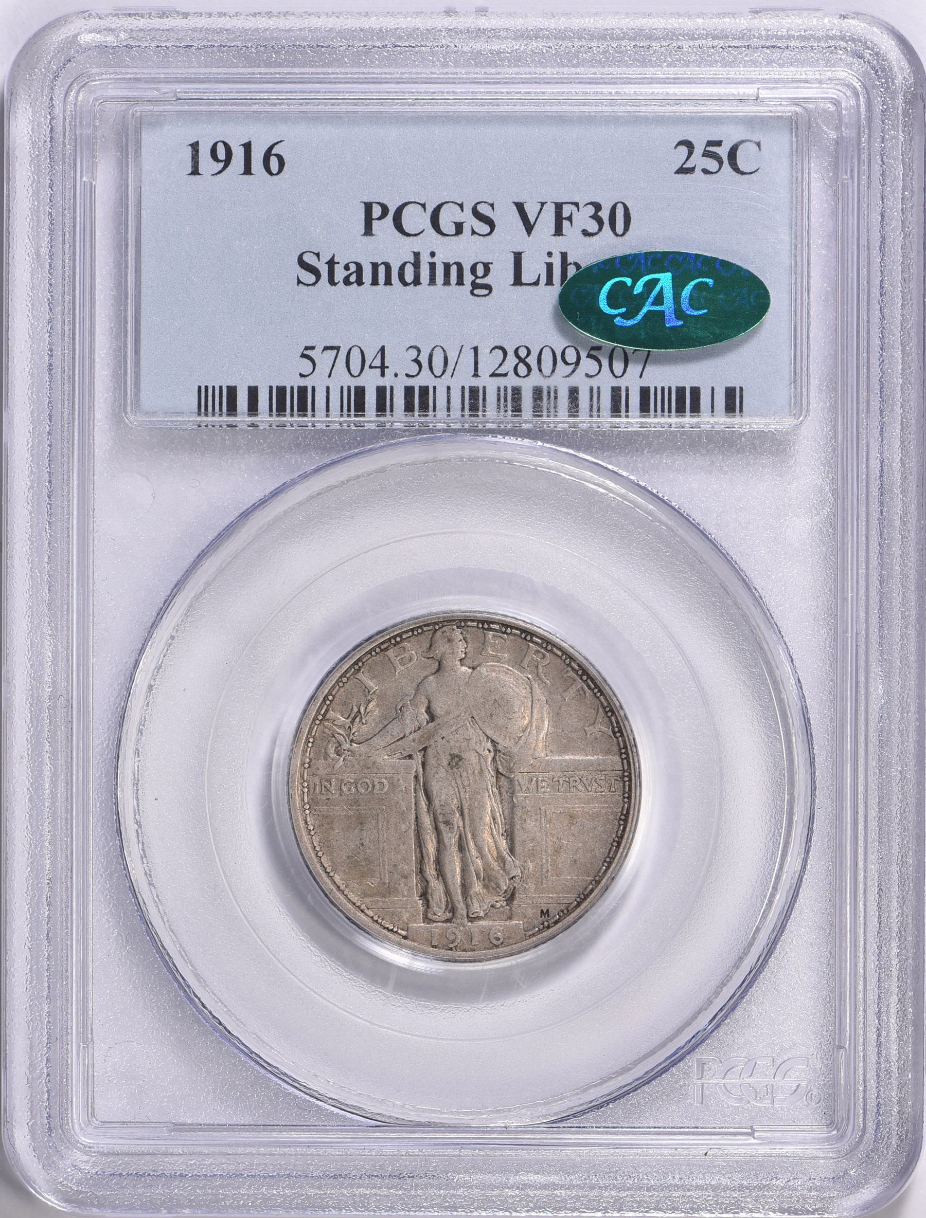 1916 Standing Liberty Quarter PCGS VF-30 (CAC Green) (Item 1647630) | GreatCollections Coin Auctions