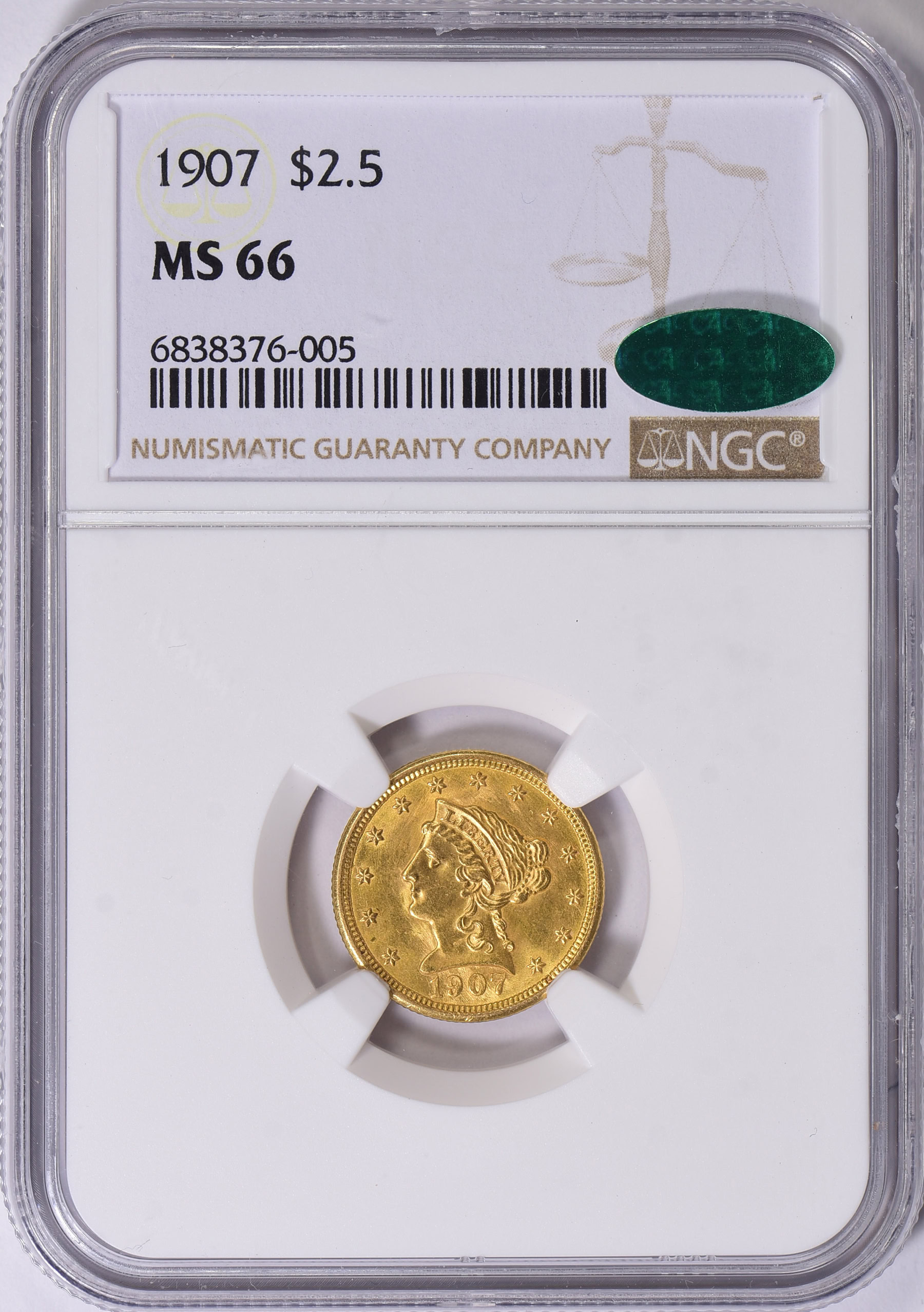 1907 Liberty Gold Quarter Eagle NGC MS-66 (CAC Green) (Item 1647642 ...
