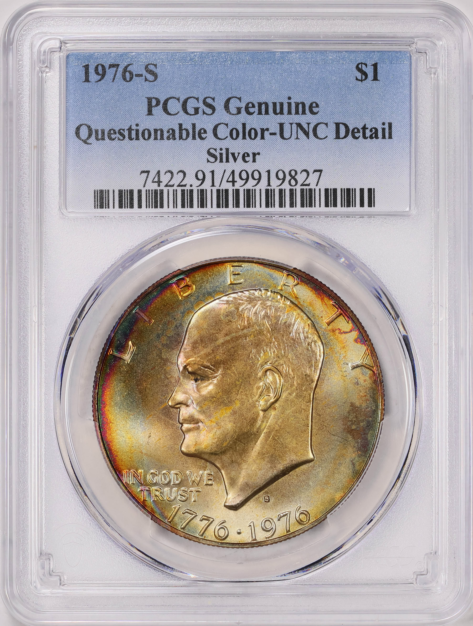 1976-S Eisenhower Dollar Silver PCGS Genuine Unc Details (Art. Toned) (Item 1647885 ...