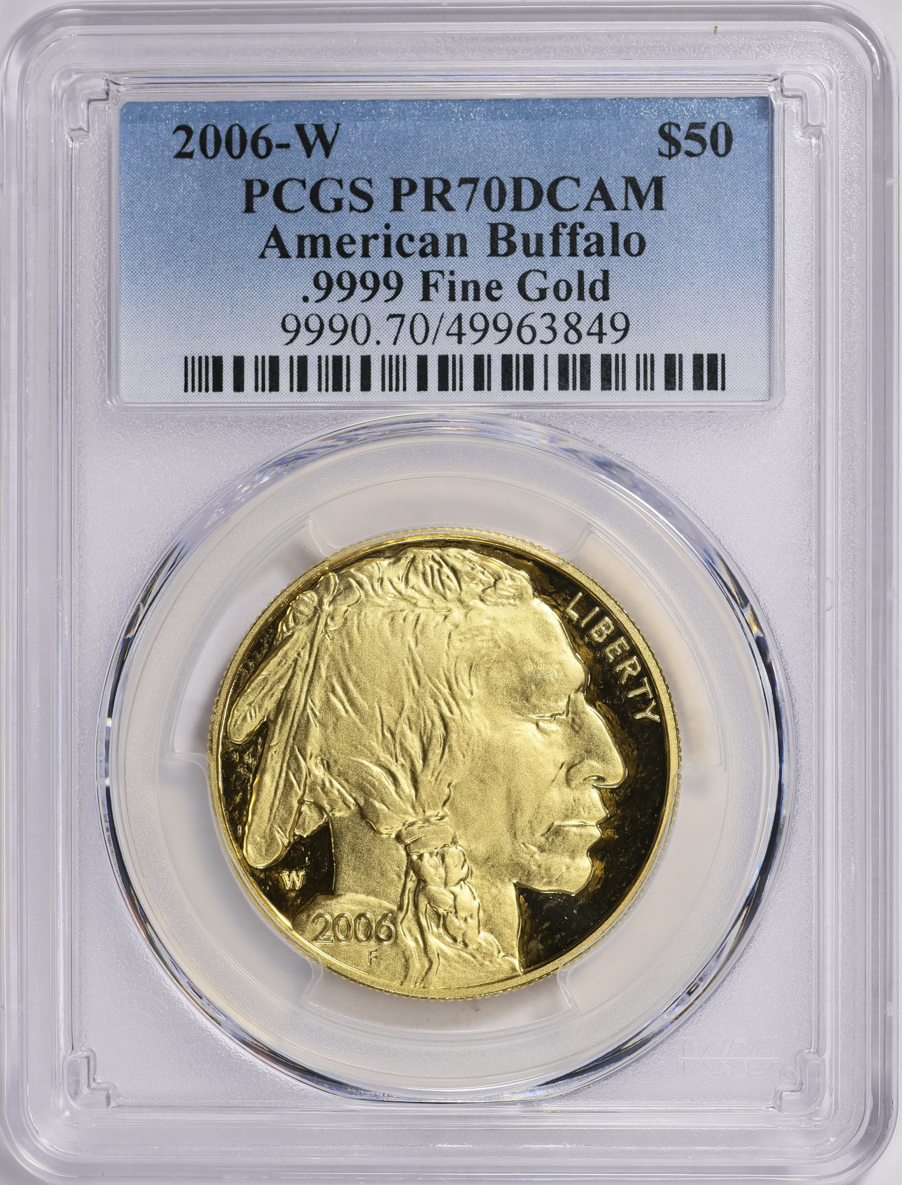 2006-W $50 One-Ounce Gold American Buffalo PCGS Proof-70 DCAM (Item 1647952) | GreatCollections ...