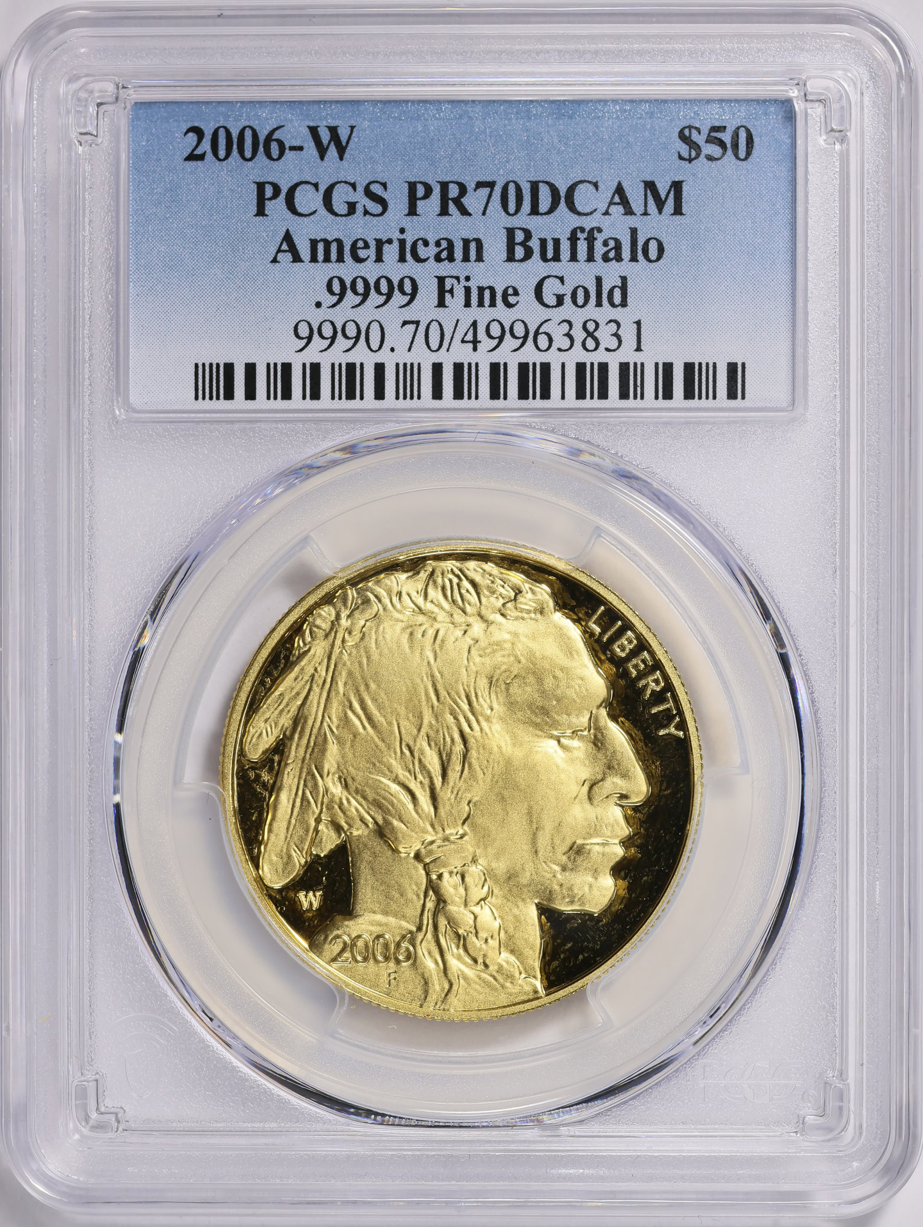 2006-W $50 One-Ounce Gold American Buffalo PCGS Proof-70 DCAM (Item 1647962) | GreatCollections ...