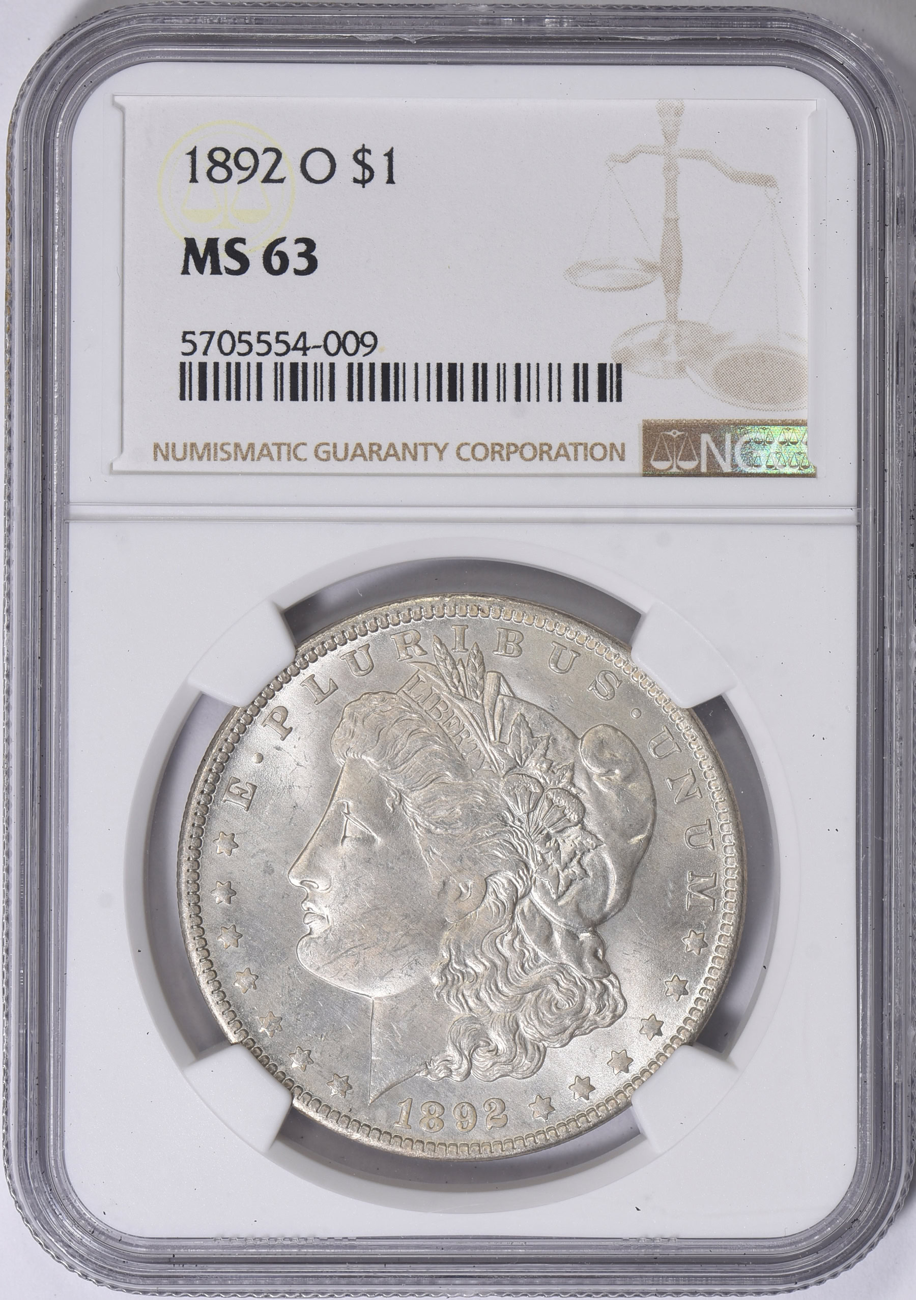 1892-O Morgan Silver Dollar NGC MS-63 (Item 1648187) | GreatCollections Coin Auctions