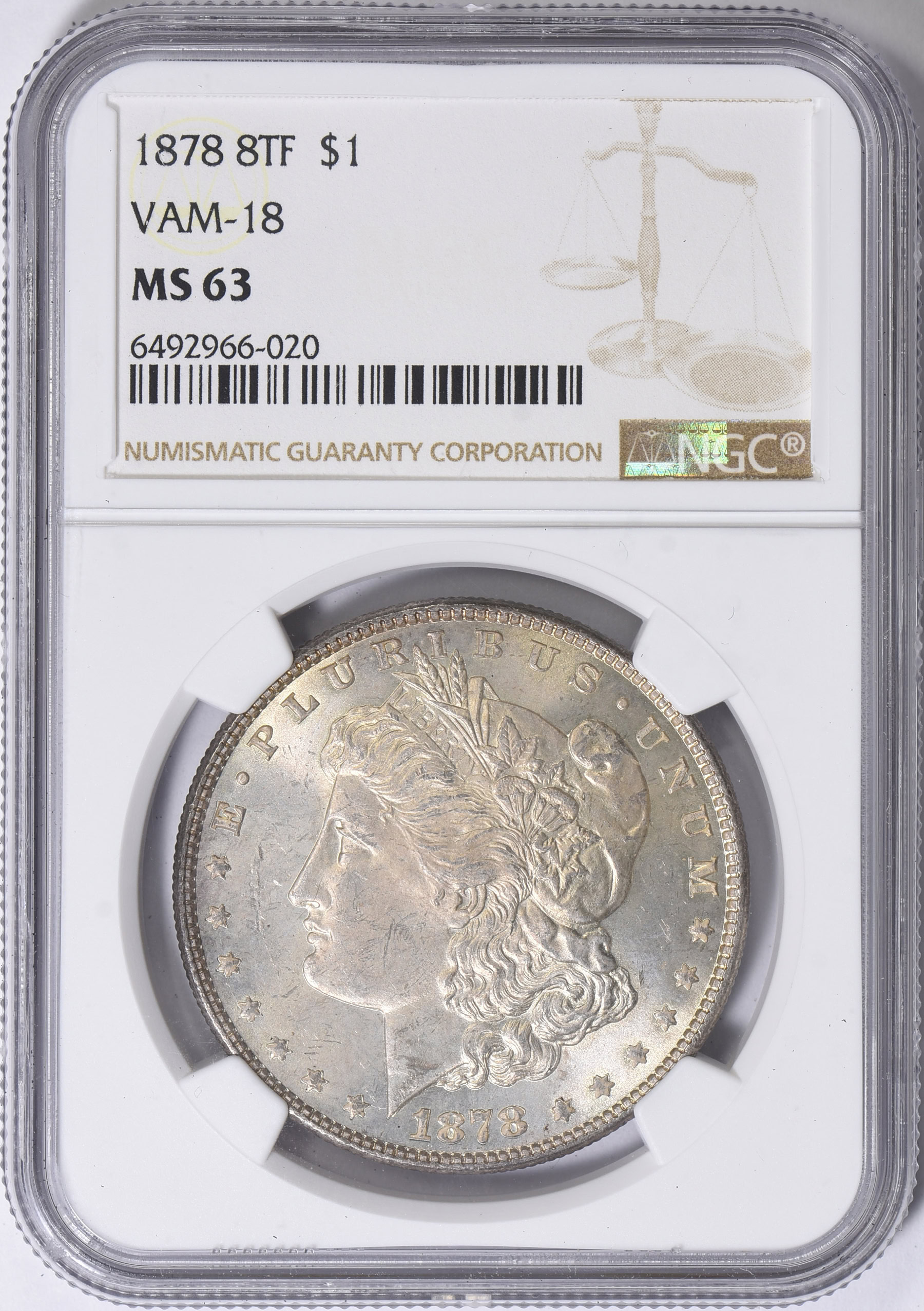 1878 8TF Morgan Silver Dollar VAM-18 NGC MS-63 (Item 1648209) | GreatCollections Coin Auctions
