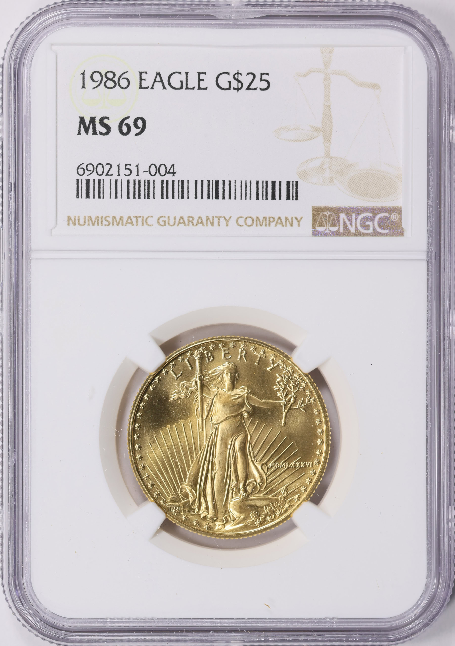 1986 $25 Half-Ounce Gold American Eagle NGC MS-69 (Item 1648264 ...