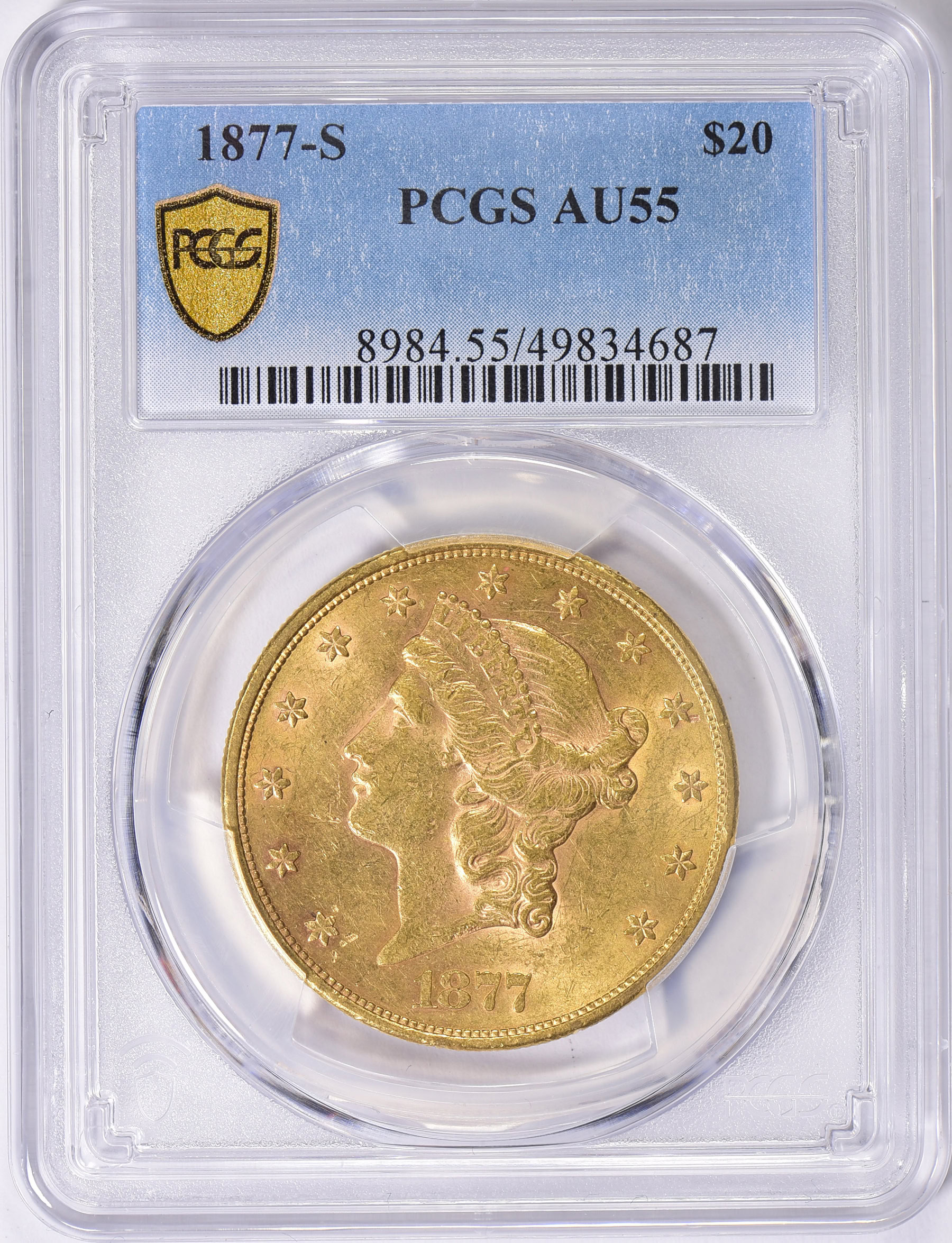 1877-S Liberty Gold Double Eagle PCGS AU-55 (Item 1648530) | GreatCollections Coin Auctions
