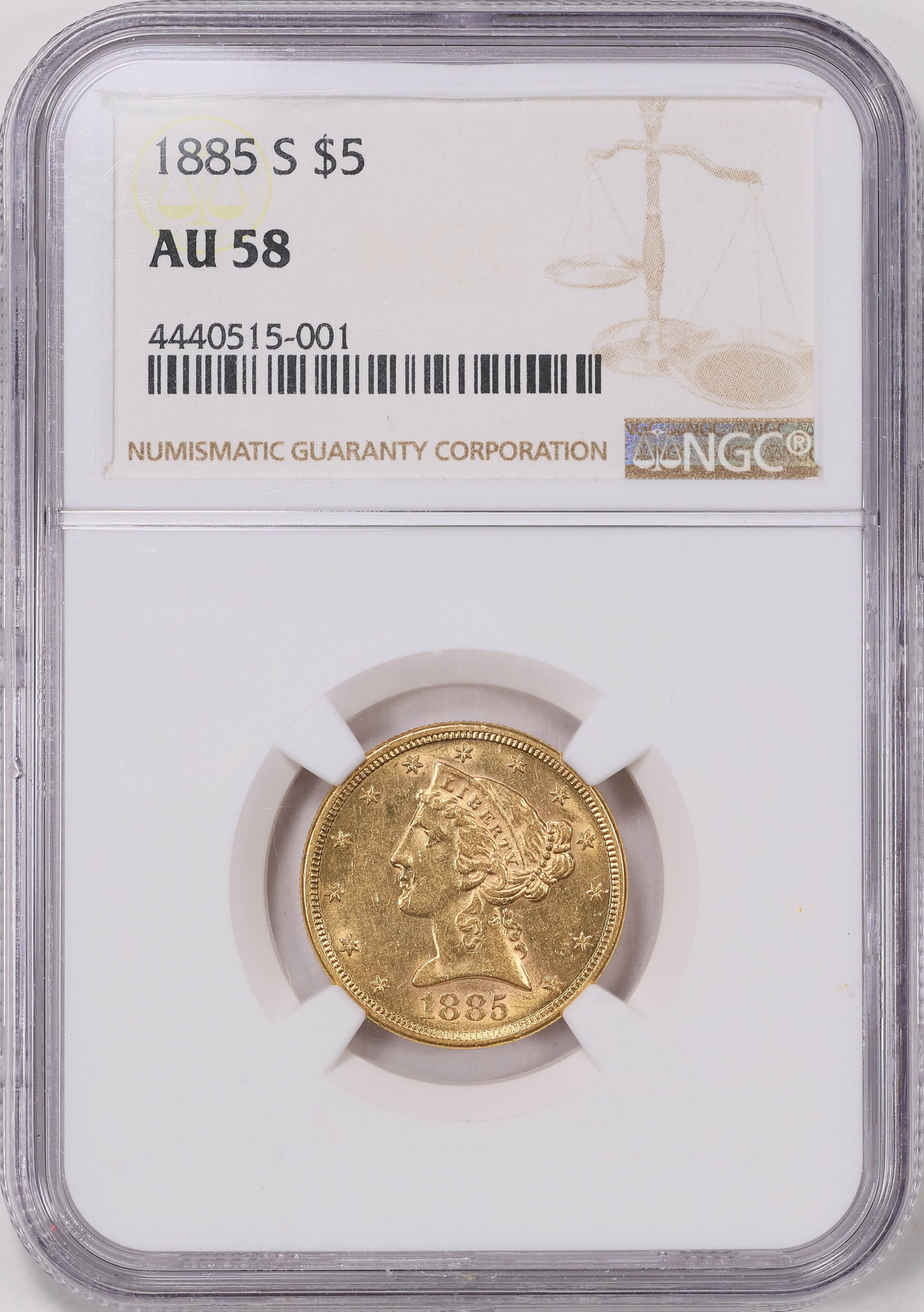 1885-S Liberty Gold Half Eagle NGC AU-58 (Item 1648720 ...