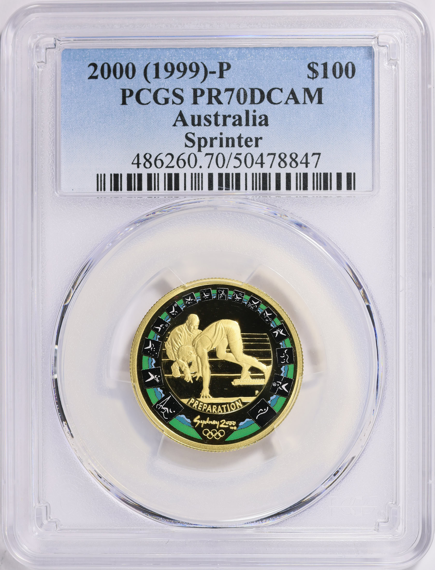 Australia 2000-(1999)-P Gold $100 Sprinter KM-444 PCGS Proof-70 DCAM ...