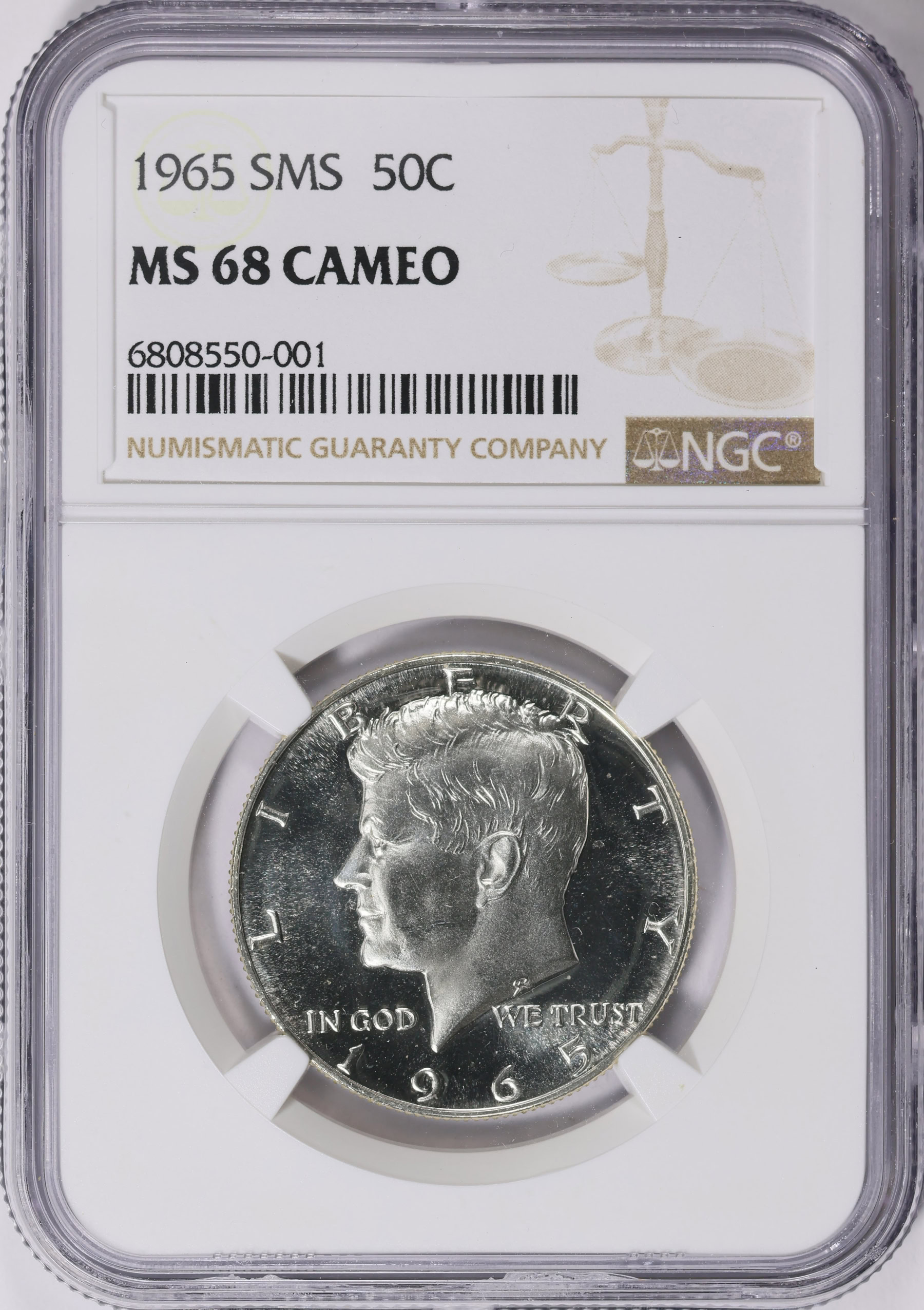 1965 Kennedy Half Dollar SMS NGC MS-68 CAMEO (Item 1649050) | GreatCollections Coin Auctions