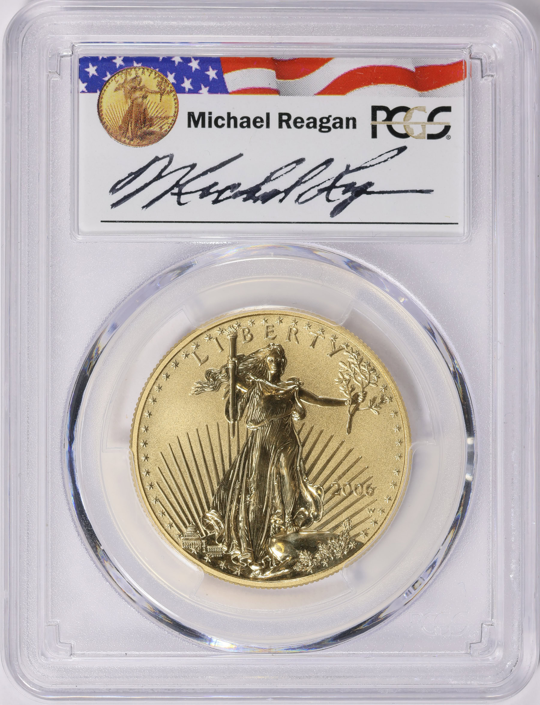 2006-W $50 One-Ounce Gold American Eagle 20th Anniv. Rev PR Reagan ...