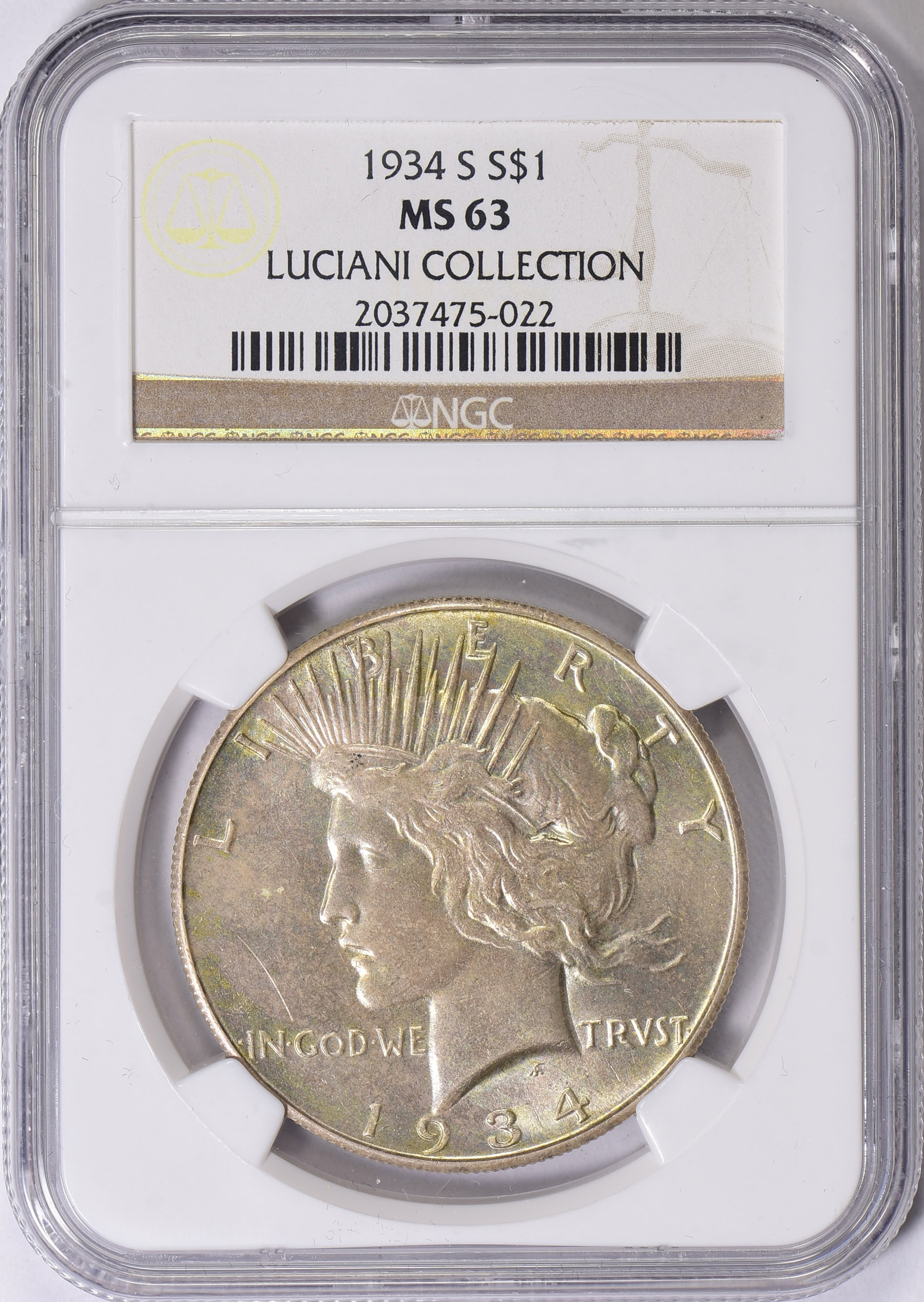 1934-S Peace Silver Dollar NGC MS-63 (Luciani Collection) (Item 1649177 ...