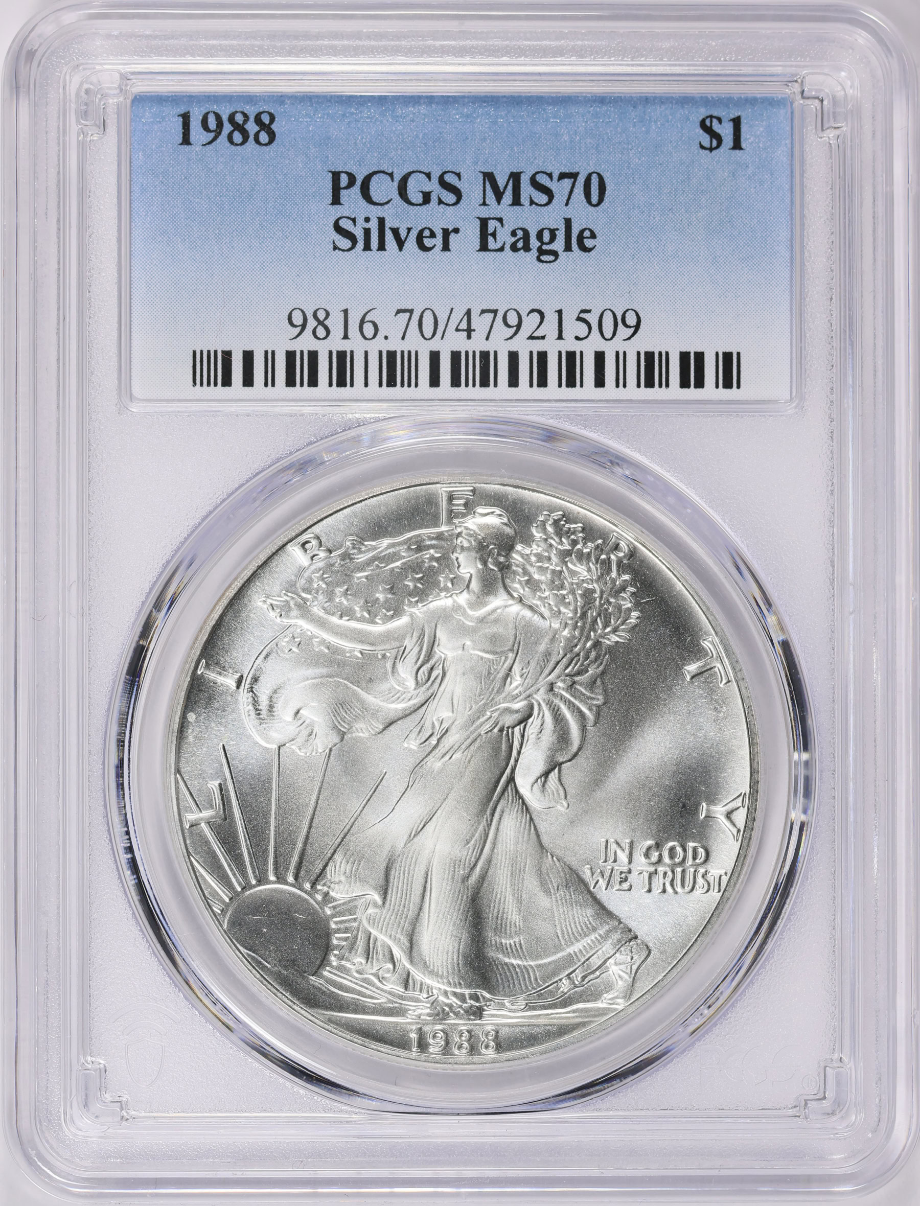 1988 $1 Silver Eagle PCGS MS-70 (Item 1649329) | GreatCollections Coin ...