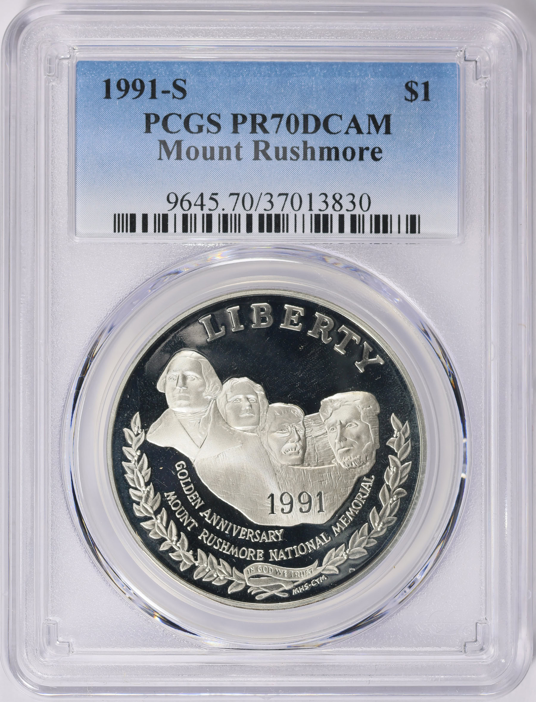 1991-S Mount Rushmore Golden Anniversary Silver Dollar PCGS Proof-70 ...