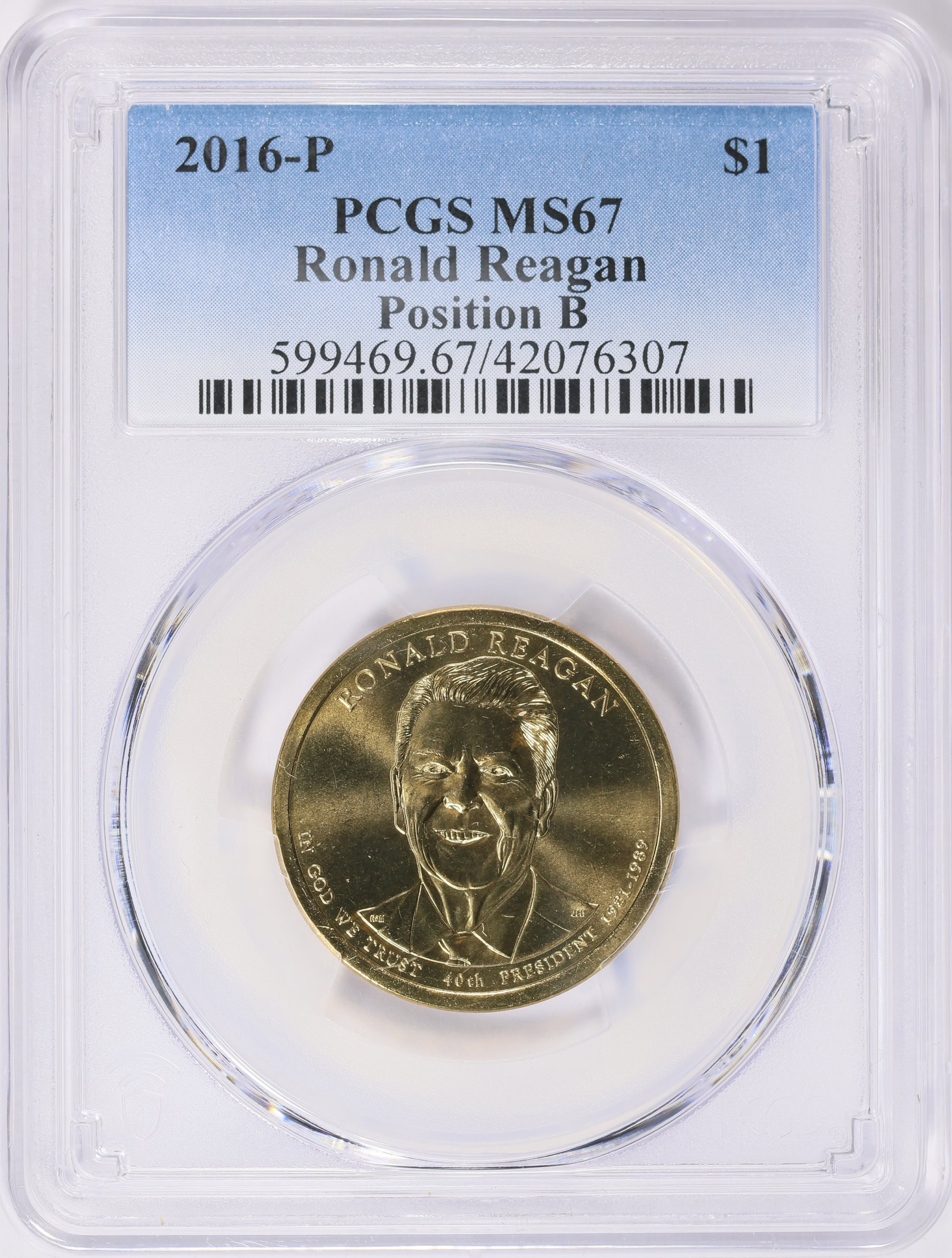 2016-P Presidential Dollar Ronald Reagan Position B PCGS MS-67 (Item ...