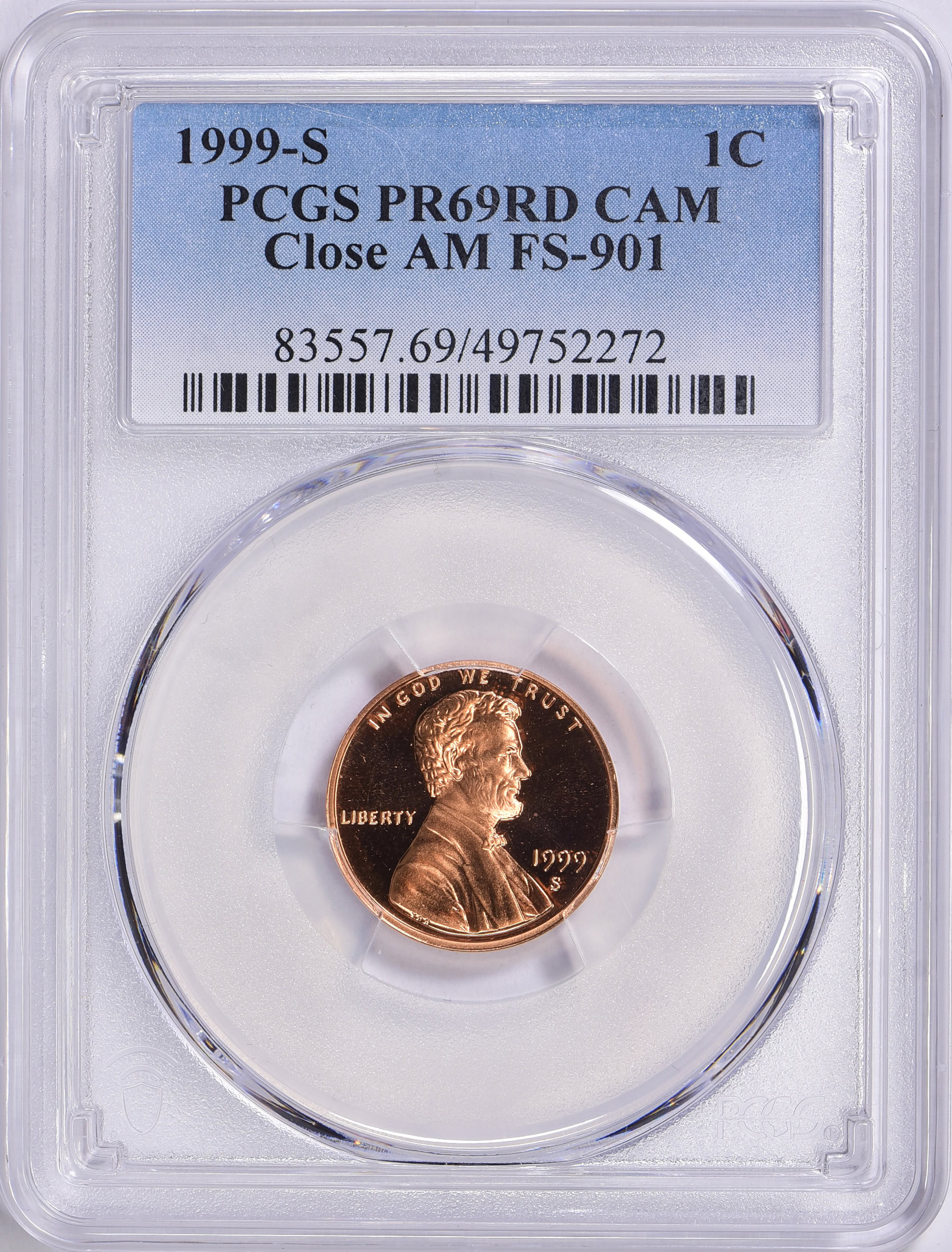 1999-S Lincoln Cent Close AM FS-901 PCGS Proof-69 CAMEO (Item 1649354 ...