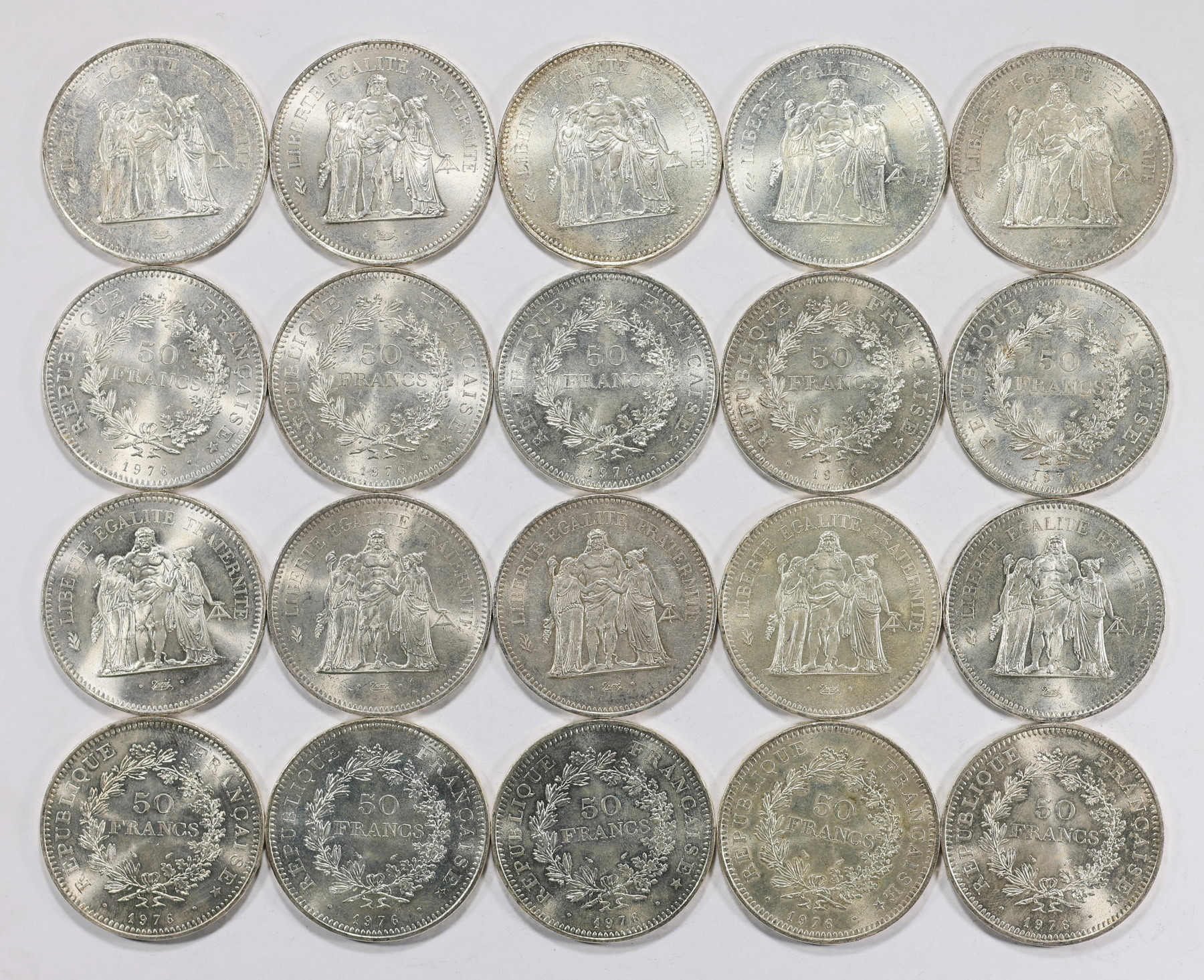 France 1976 Silver 50 Francs KM-941.1 BU Selection Uncertified (20 ...