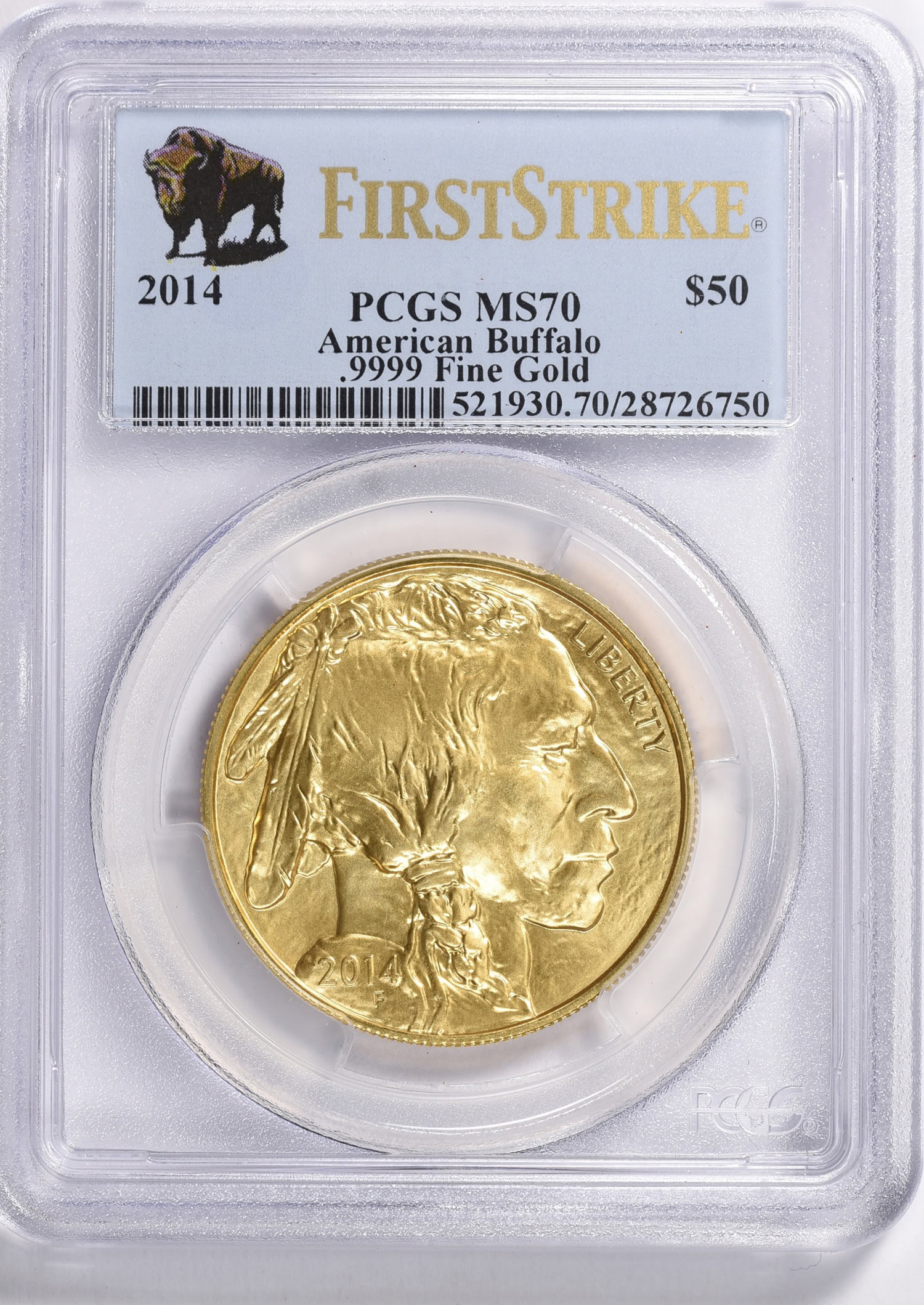 2014 $50 One-Ounce Gold American Buffalo First Strike PCGS MS-70 (Item ...