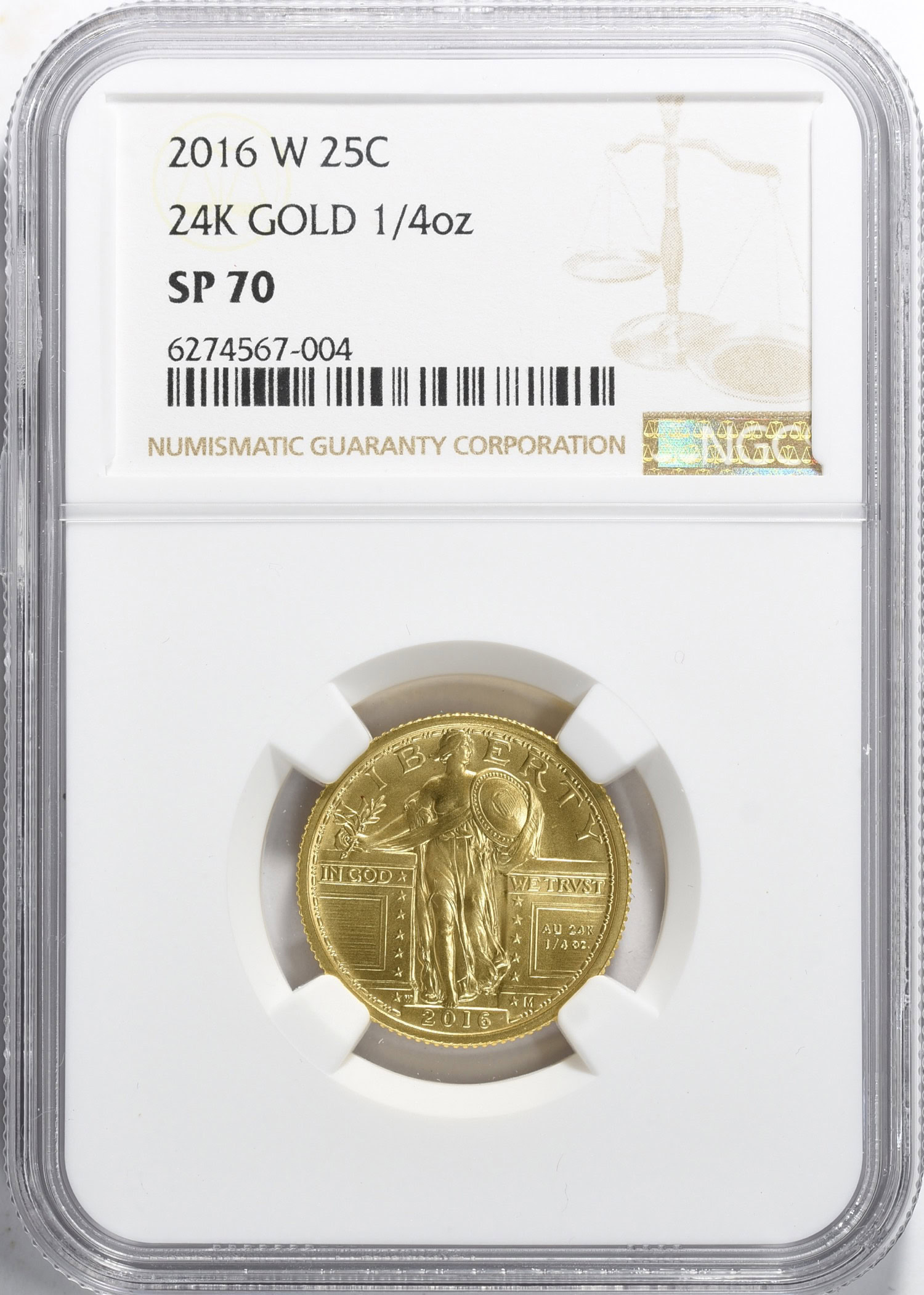 2016-W Gold Standing Liberty Quarter 100th Anniversary. NGC SP-70 (Item ...
