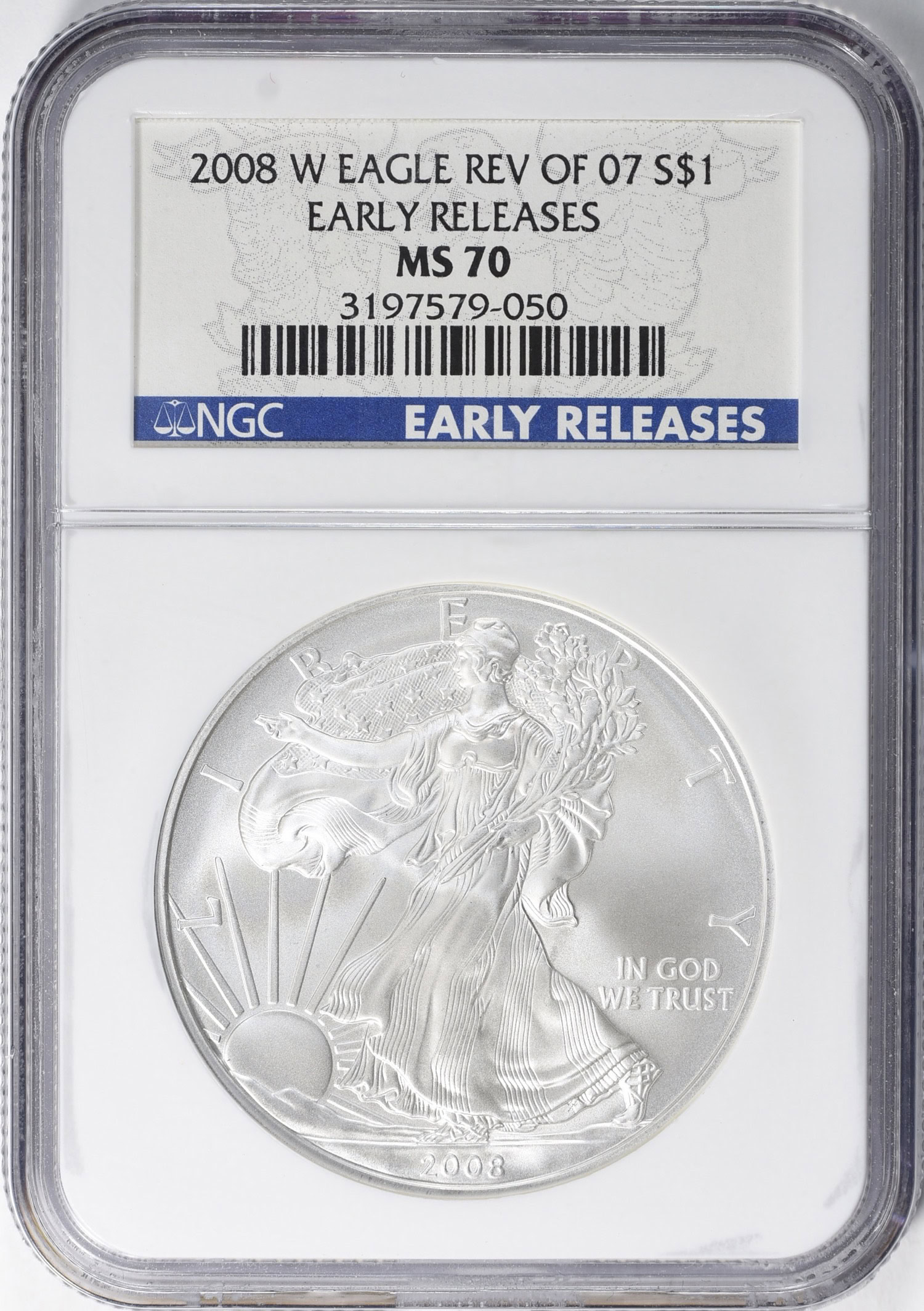 2008-W $1 Silver Eagle Reverse of 2007 Early Releases NGC MS-70 (Item 1649714 ...