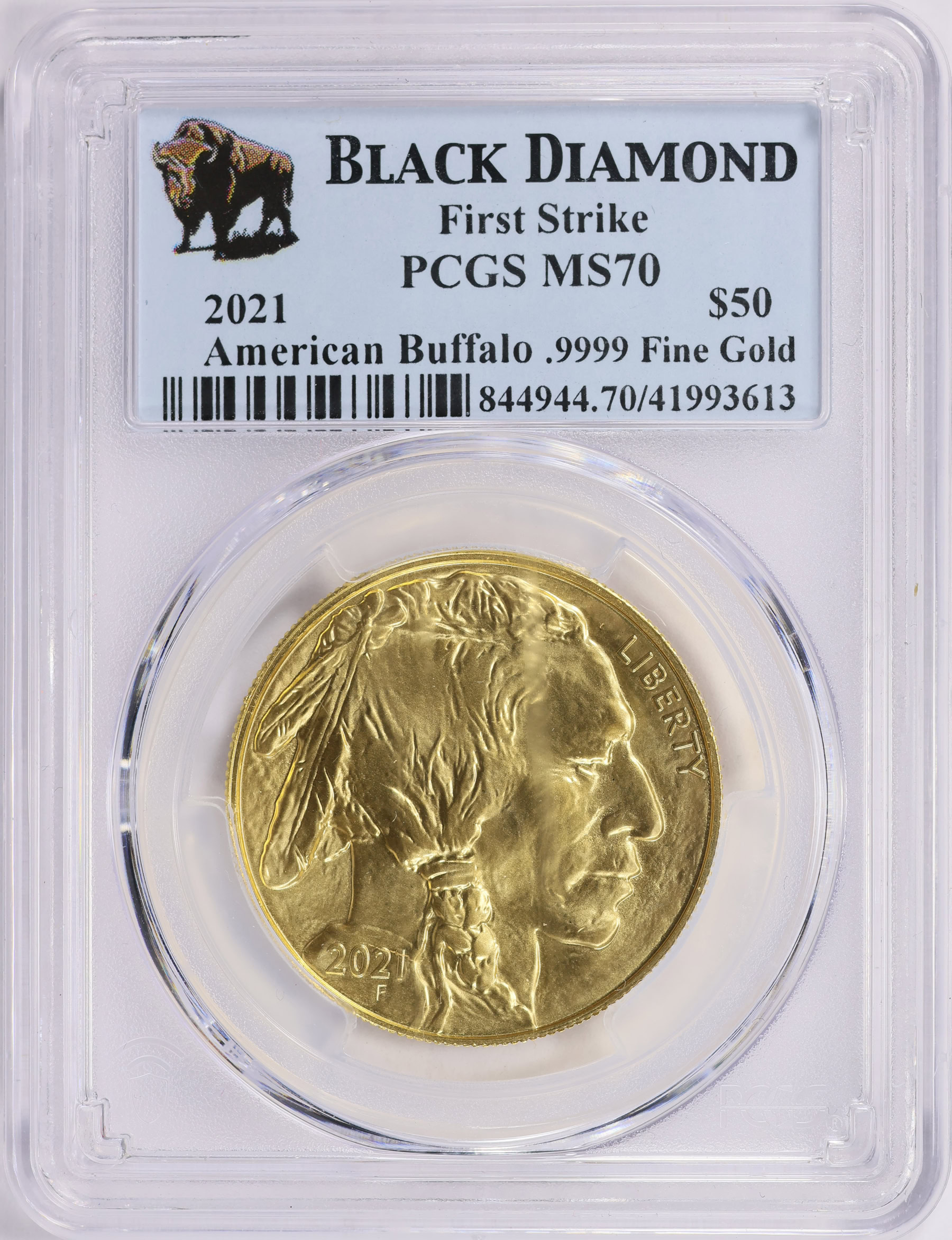 2021 $50 One-Ounce Gold American Buffalo First Strike PCGS MS-70 (Black ...