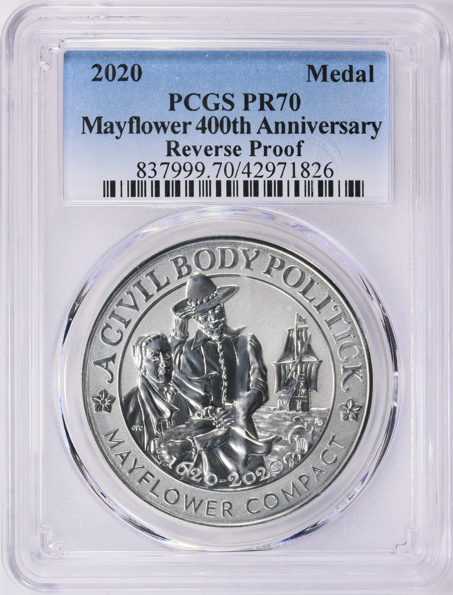 2020 U.S. Mint Medal Mayflower Voyage 400th Anniversary Silver Reverse ...